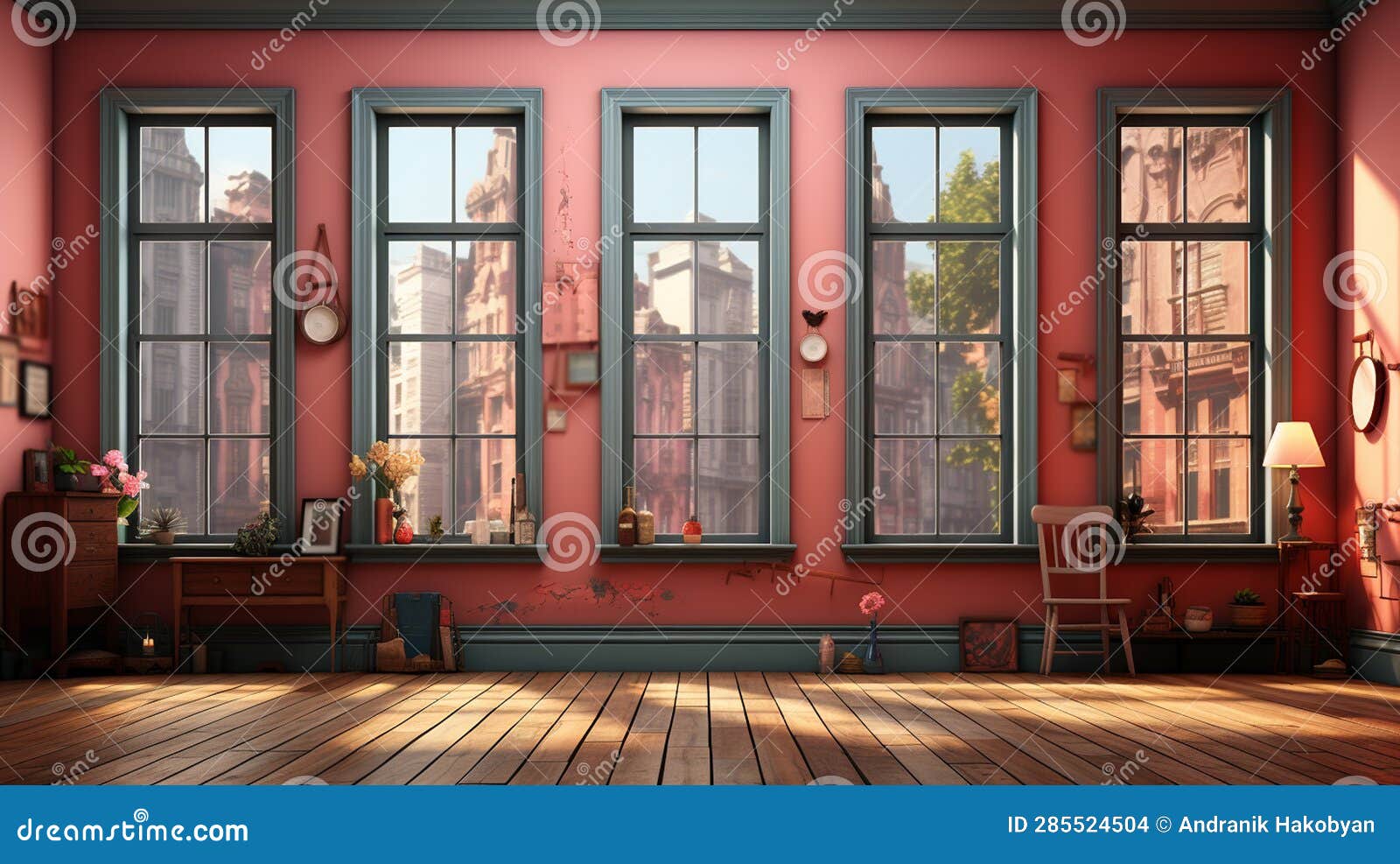 Building Wall Busy with Windows and Color. Generative Ai Stock ...