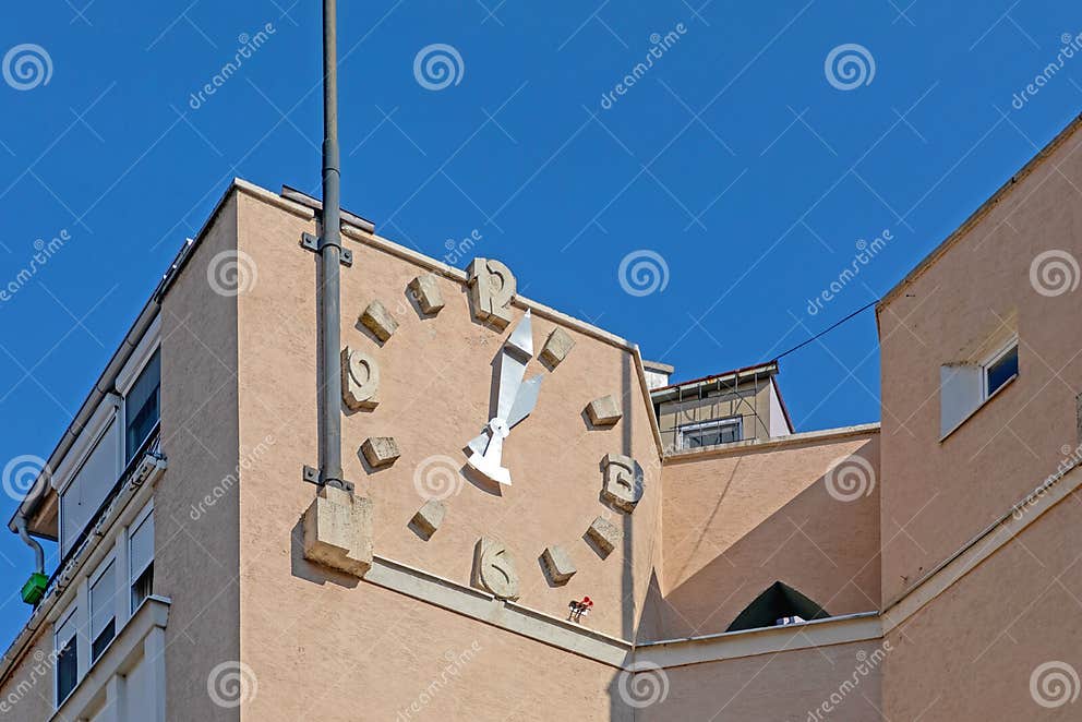 Building Wall Clock stock photo. Image of clock, city - 220267102