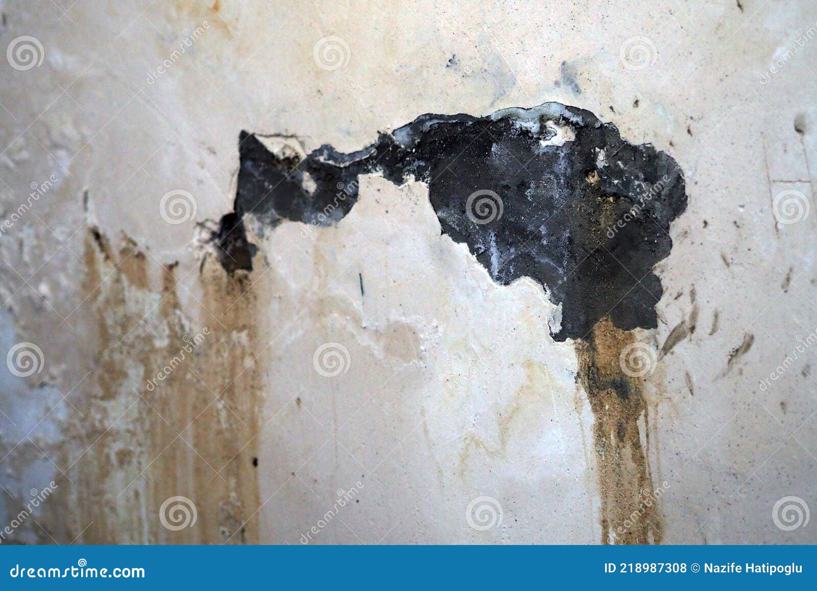 The Building Wall Damaged by Moisture and Water, Water and Moisture on ...
