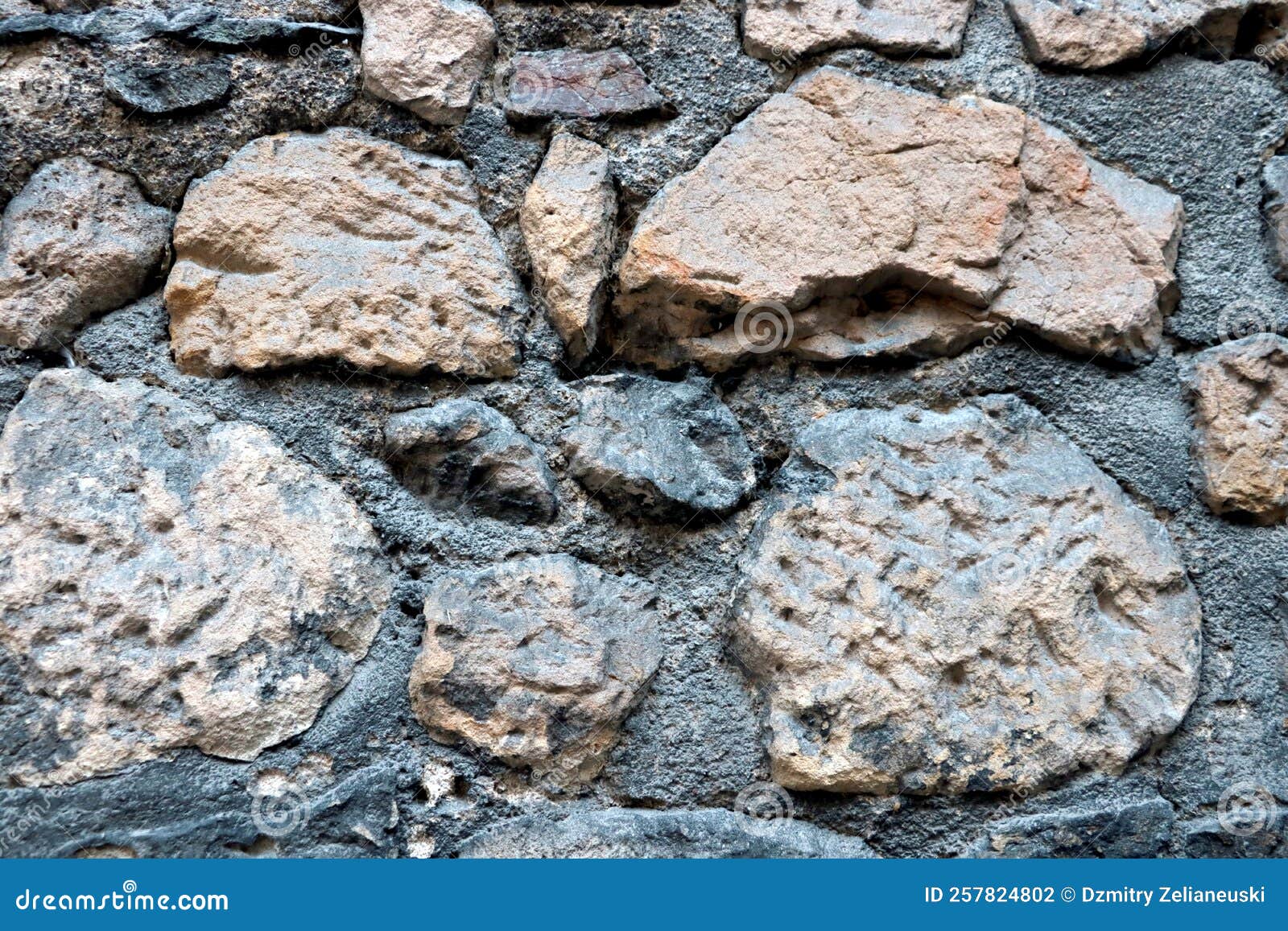 Building Wall or Fence with Stones, Background. Texture of Concrete ...