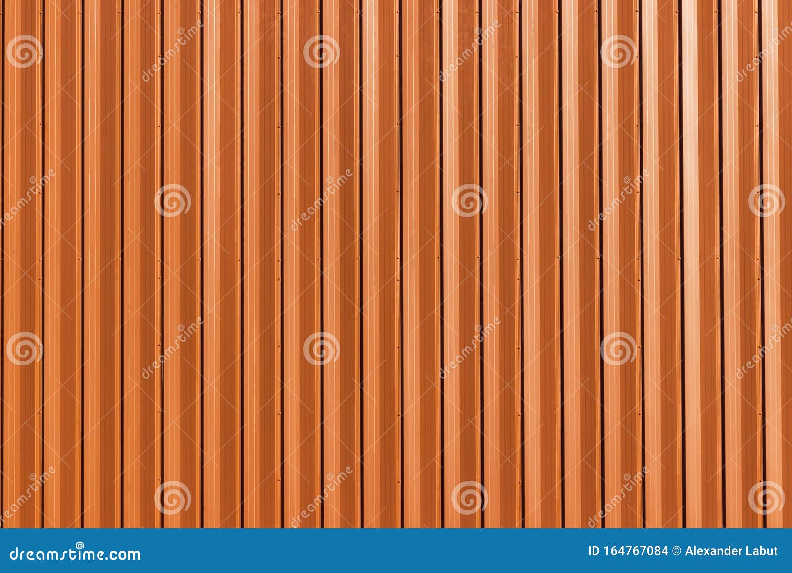 Building with Wall of Orange Metal. Corrugated Texture, Galvanized ...
