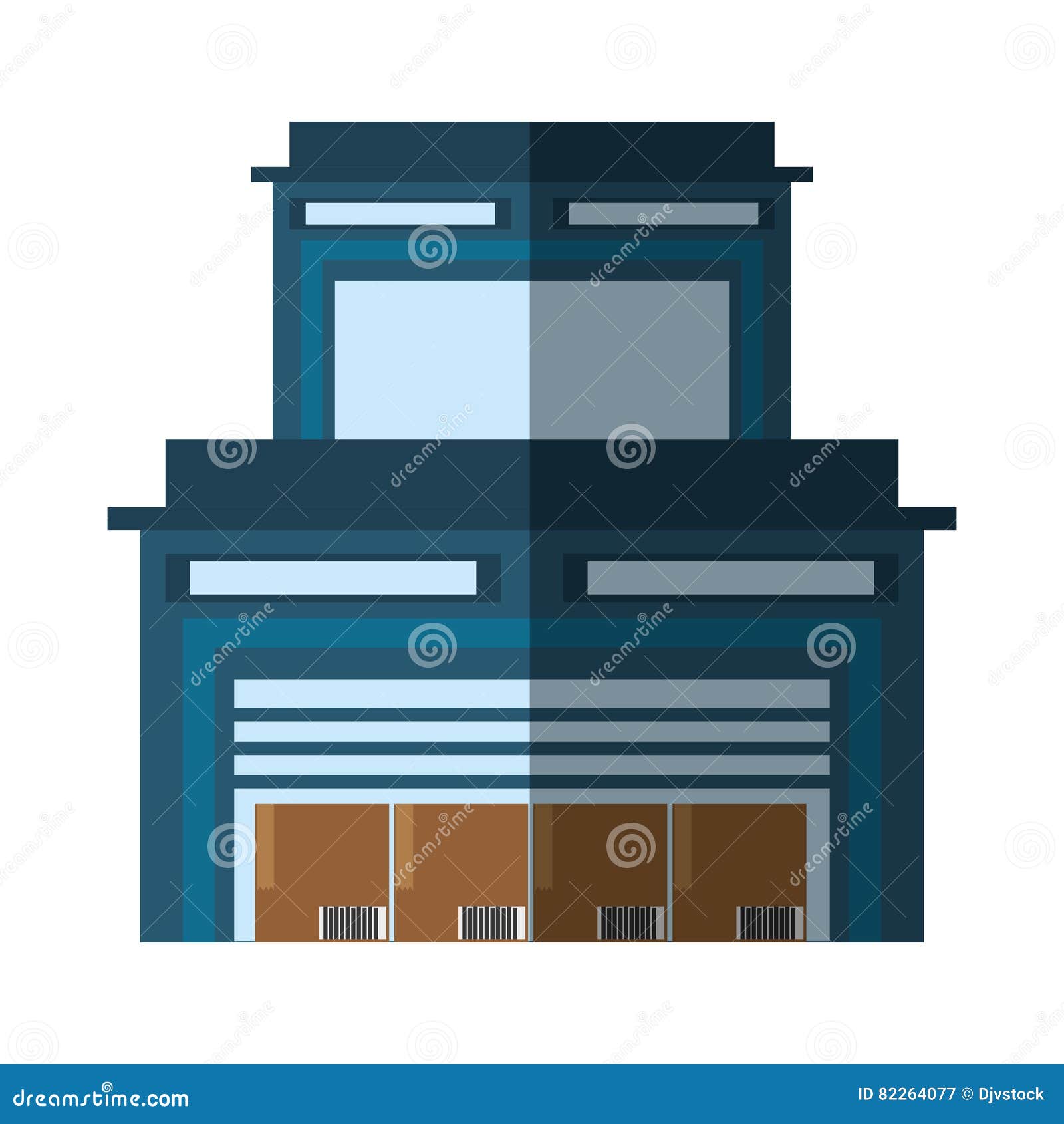 Building Warehouse Cardboard Boxes Cargo Shadow Stock Illustration ...