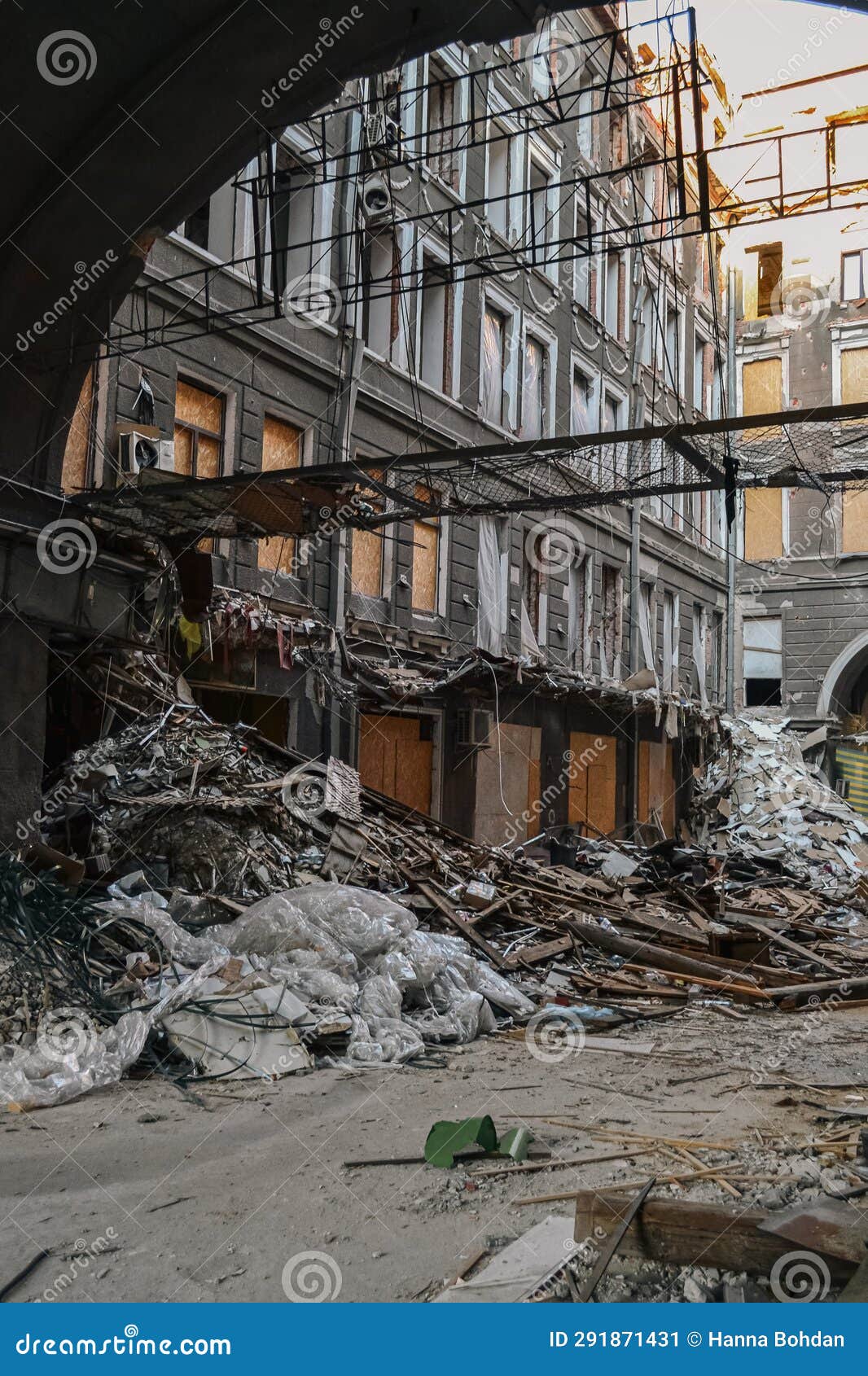 The Building Was Completely Destroyed by a Russian Rocket Stock Image ...