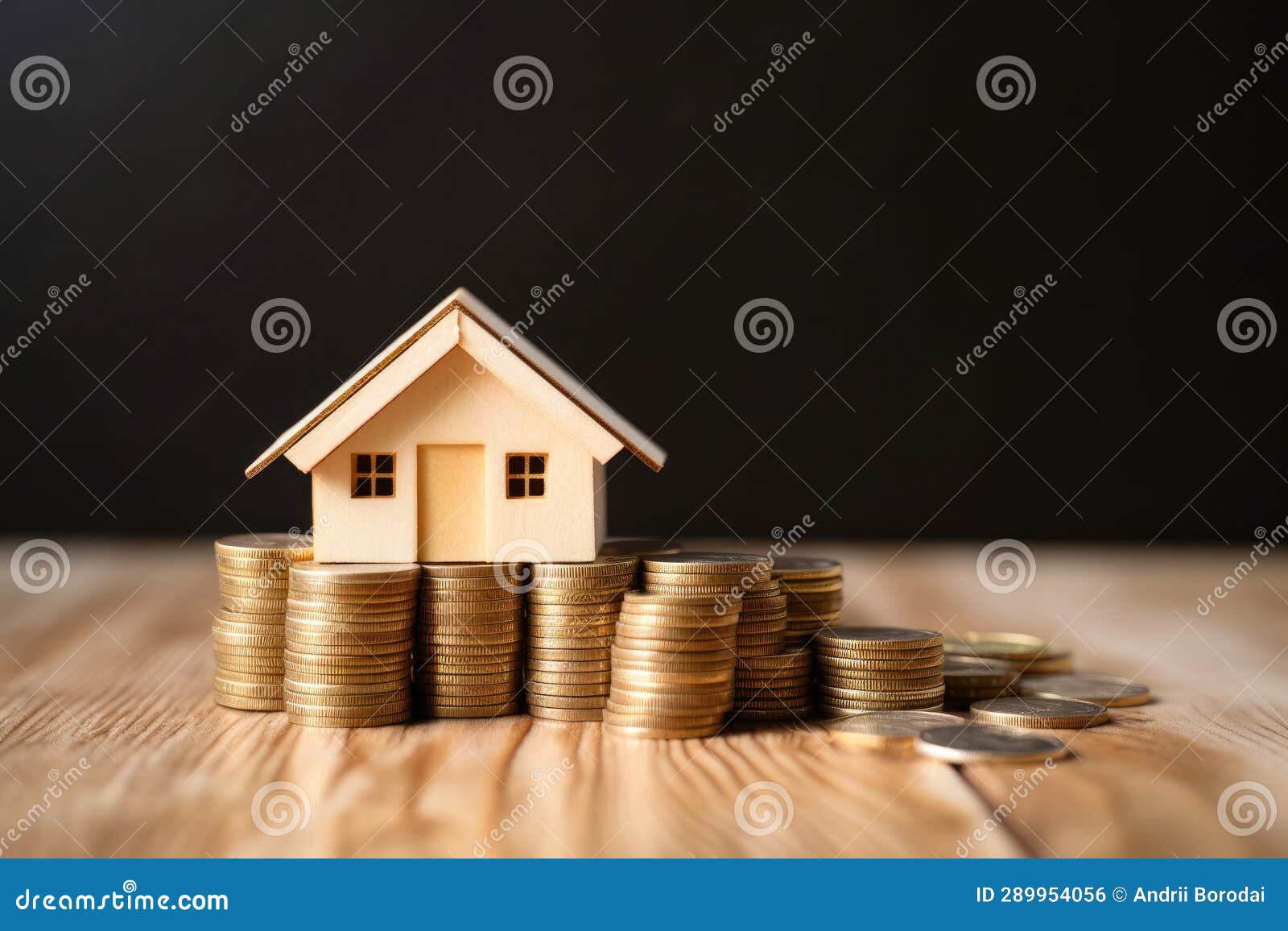 Building Wealth: Coin Stack and Paper Home. Stock Illustration ...