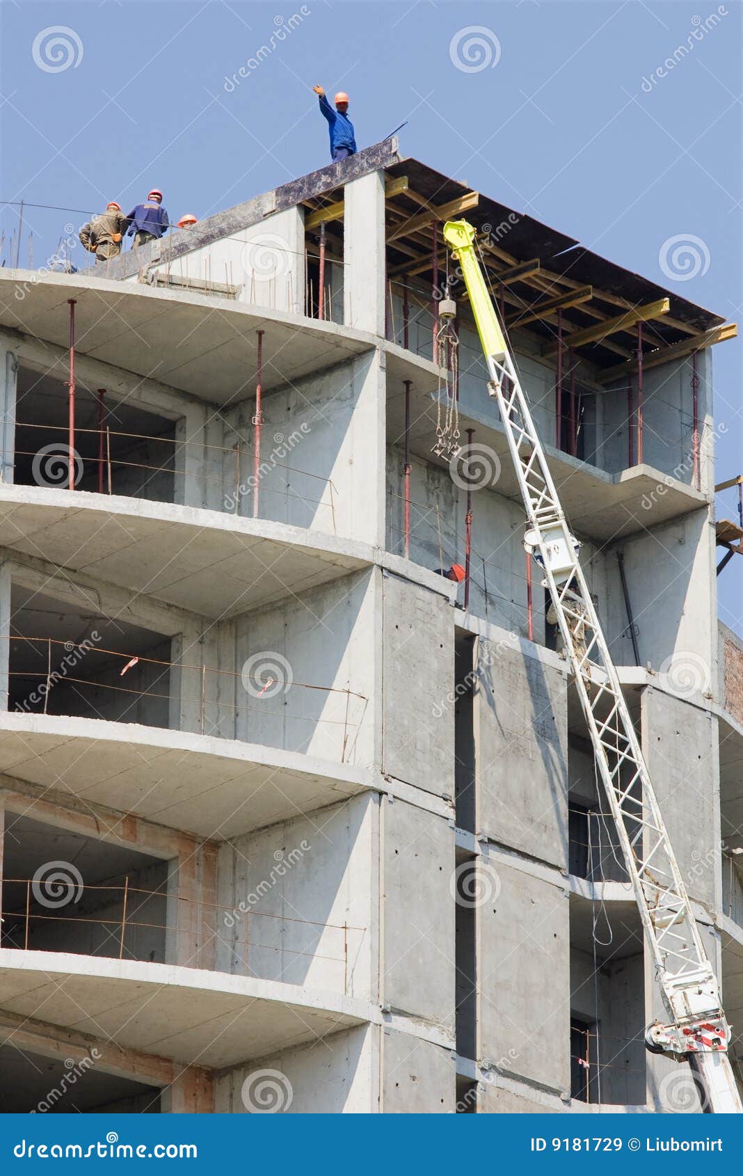 Building and Welcoming Worker Stock Image - Image of crane, activity ...