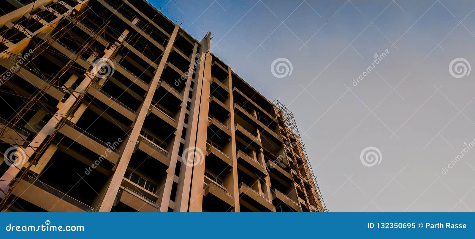 Under Construction Building from Bottom Angle with Blue Sky Can Be Used ...