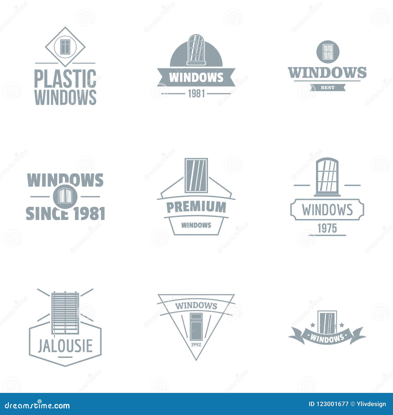 Building Window Logo Set, Simple Style Stock Vector - Illustration of ...