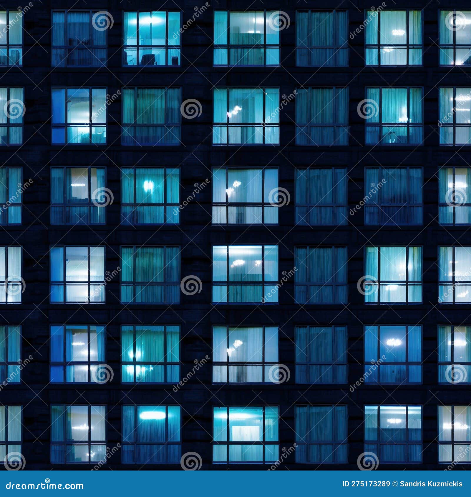 Building Windows at Night Time. Generative AI Stock Illustration ...