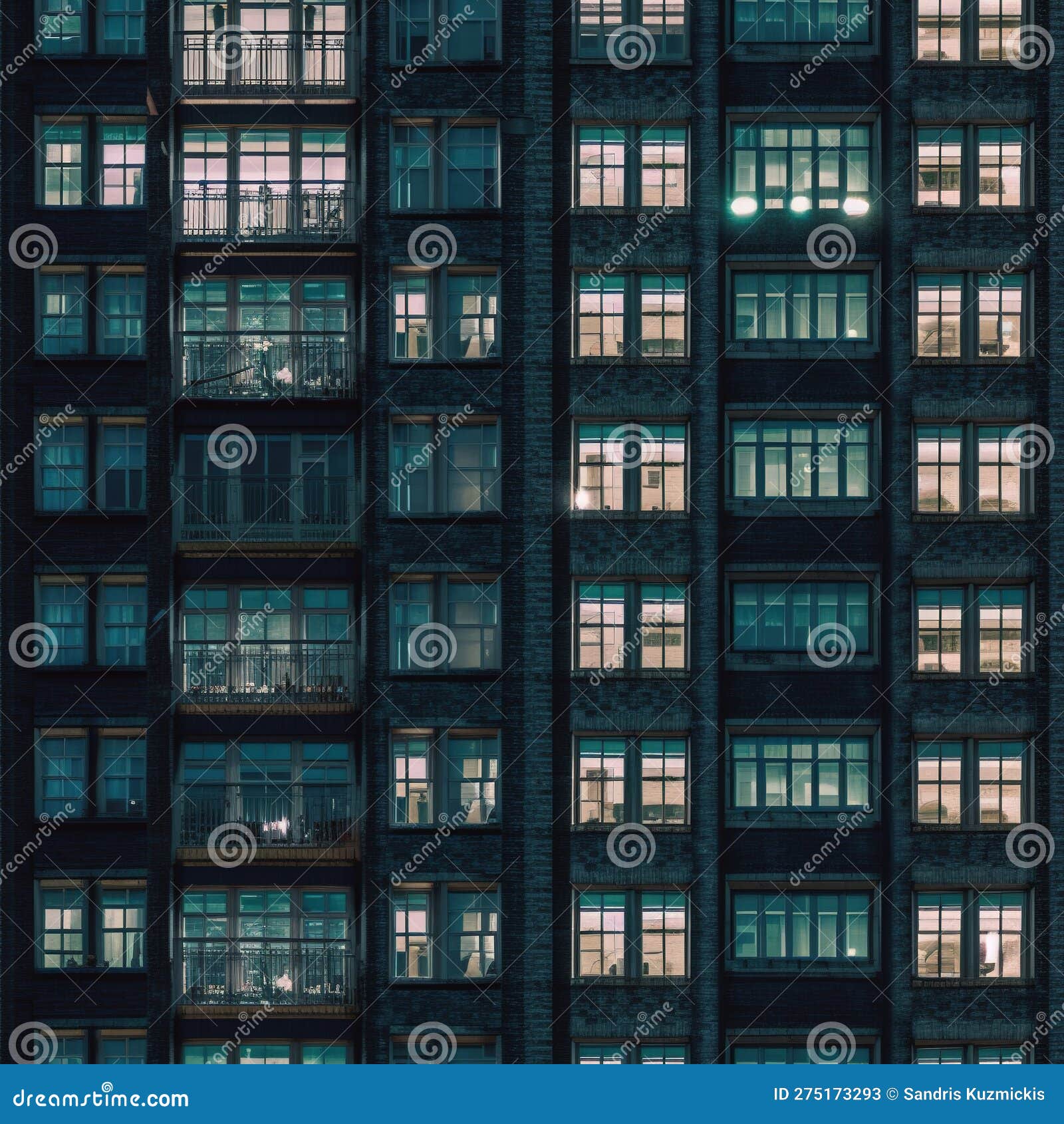 Building Windows at Night Time. Generative AI Stock Illustration ...