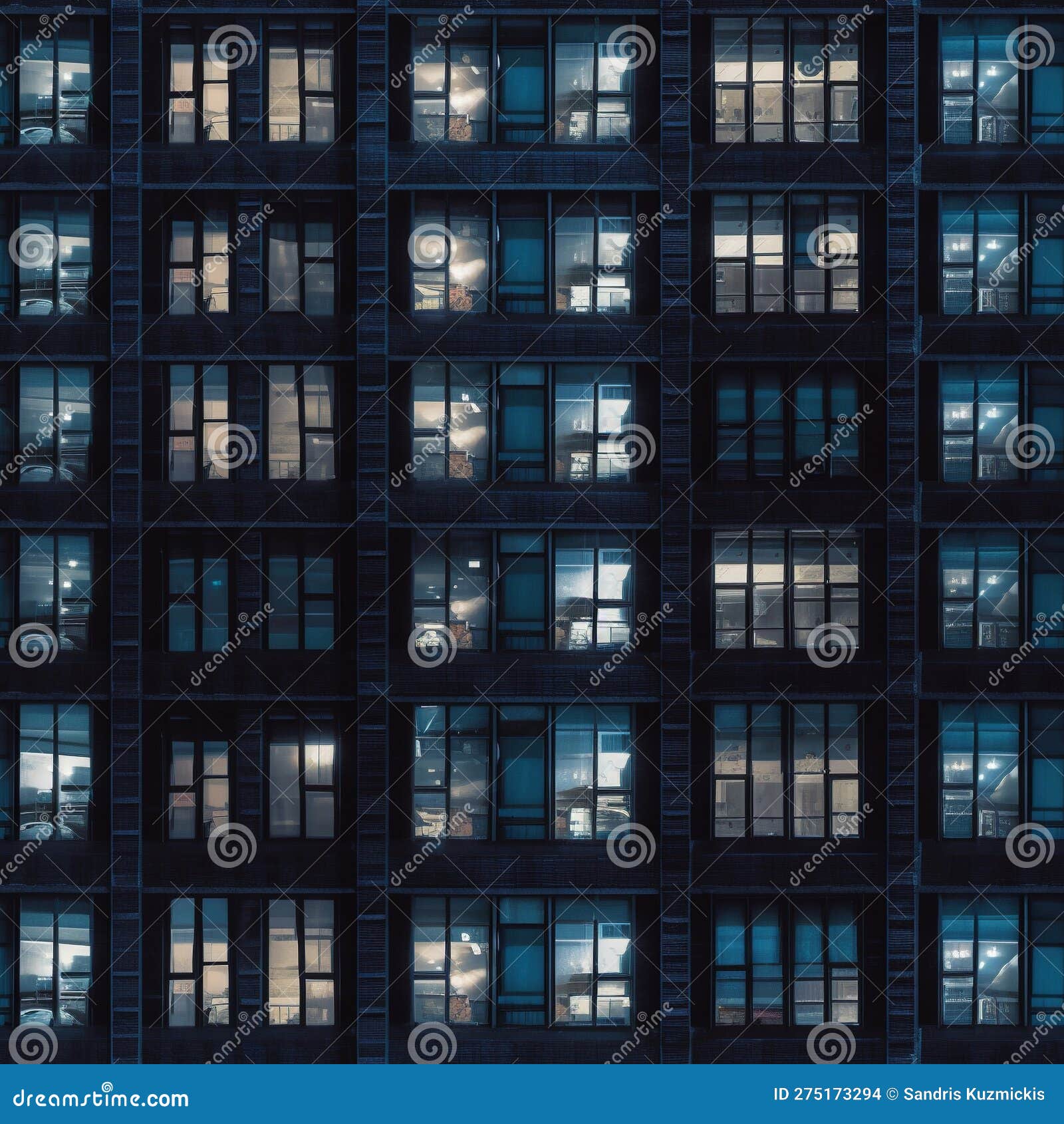 Building Windows at Night Time. Generative AI Stock Photo - Image of ...