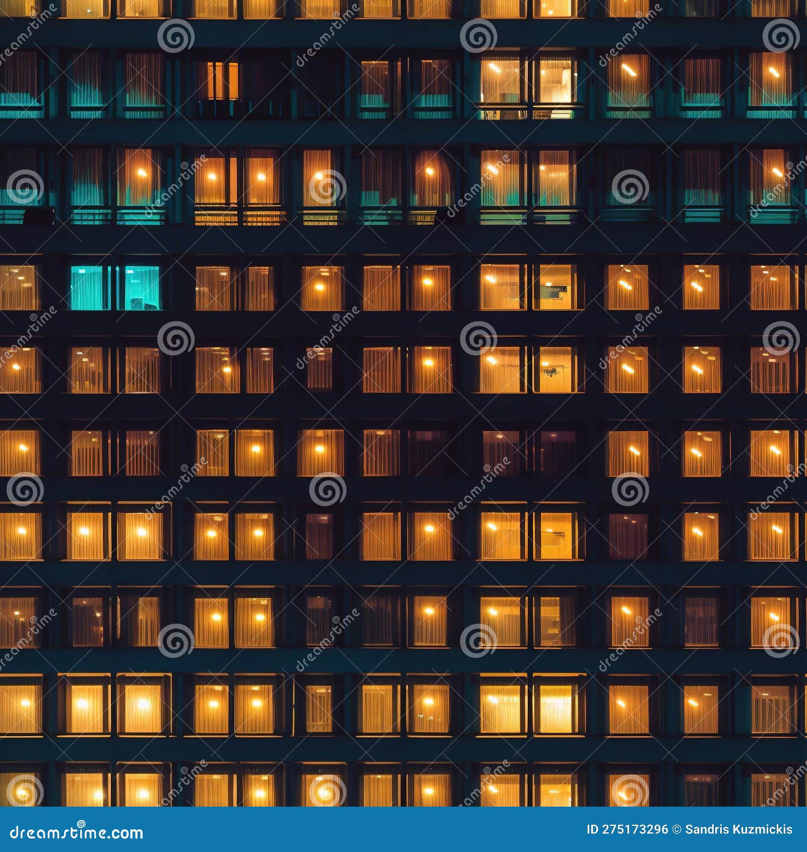 Building Windows at Night Time. Generative AI Stock Illustration ...