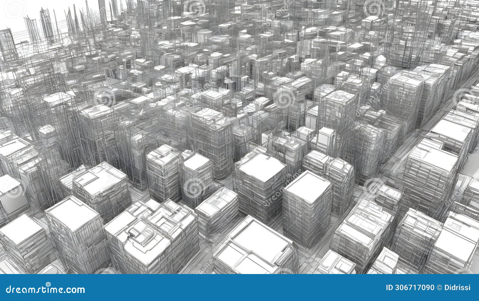 Building Wireframe Render In Three Dimensions, Vectorized, Abstract ...