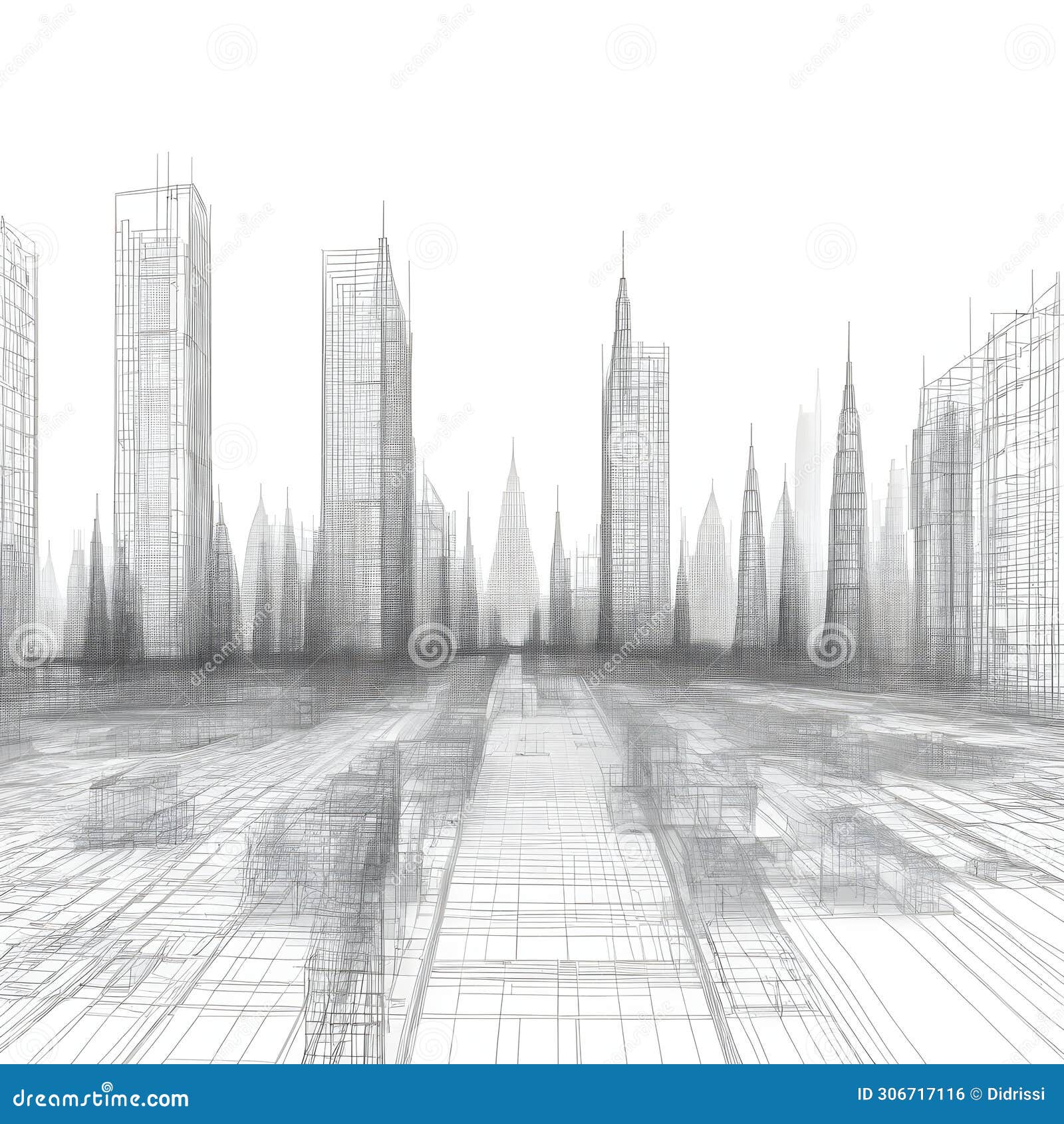 Building Wireframe Render In Three Dimensions, Vectorized, Abstract ...