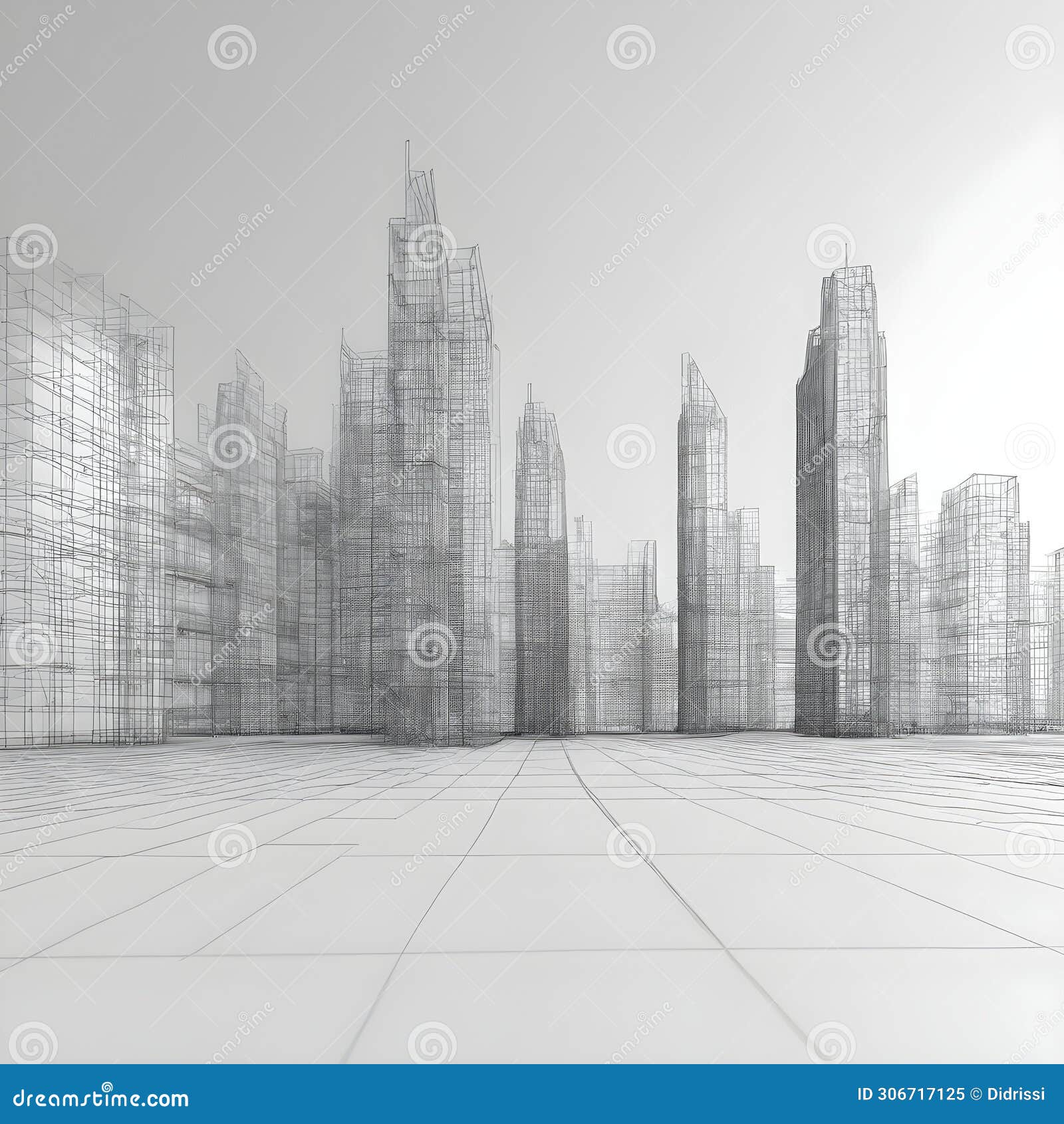 Building Wireframe Render In Three Dimensions, Vectorized, Abstract ...