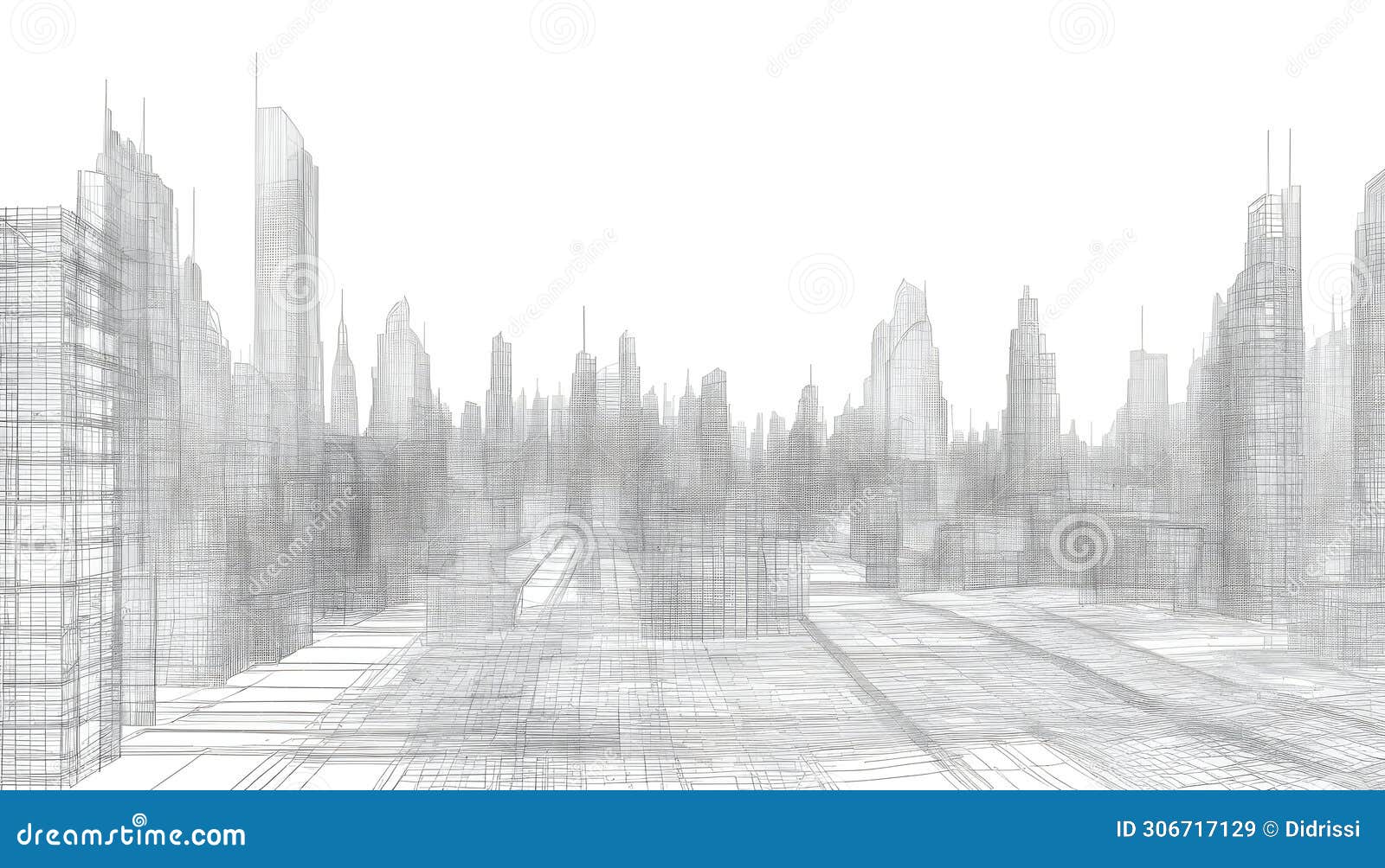 Building Wireframe Render In Three Dimensions, Vectorized, Abstract ...