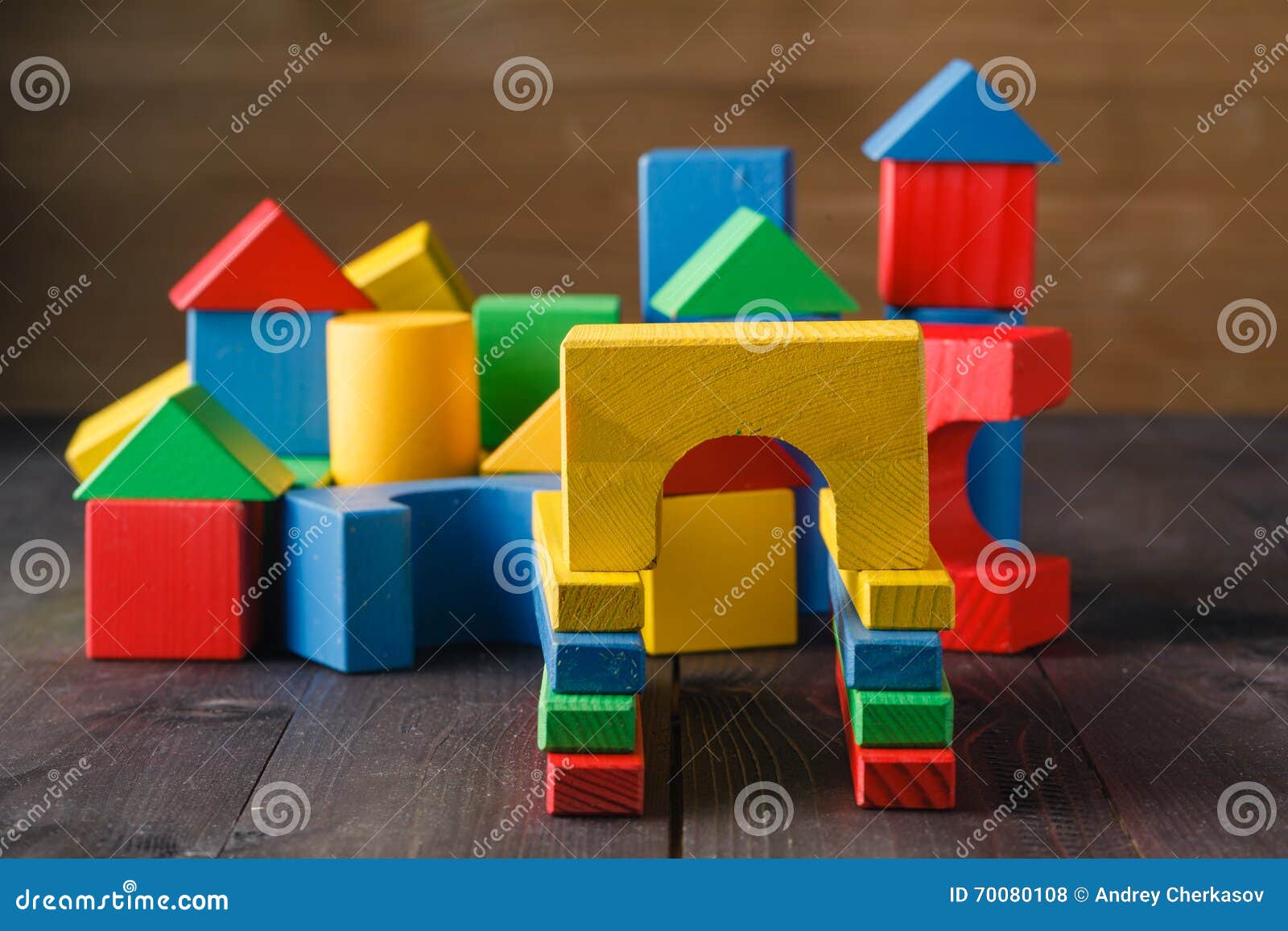 Building from Wooden Colourful Childrens Blocks Stock Photo - Image of ...
