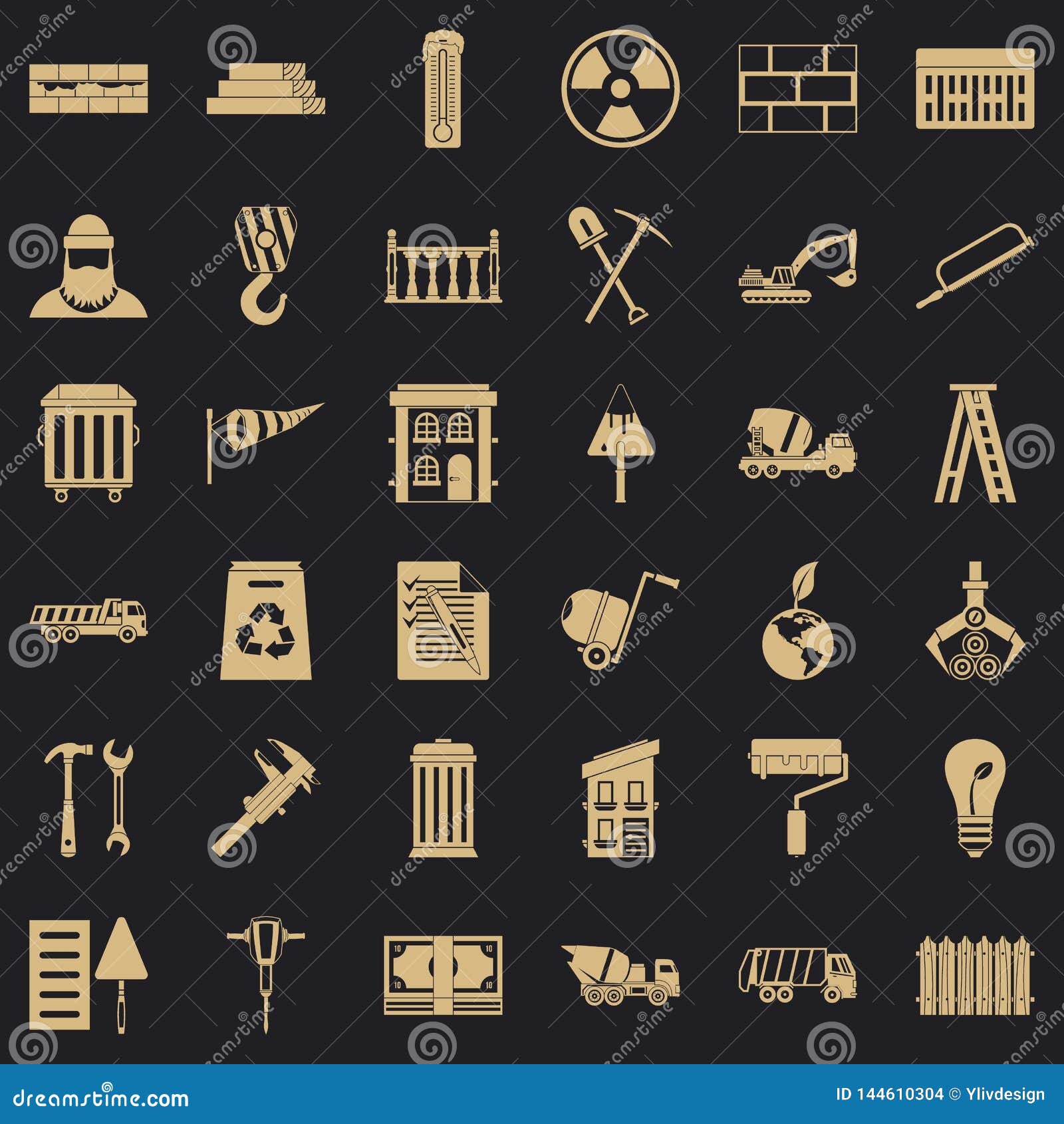 Building Work Icons Set, Simple Style Stock Vector - Illustration of ...