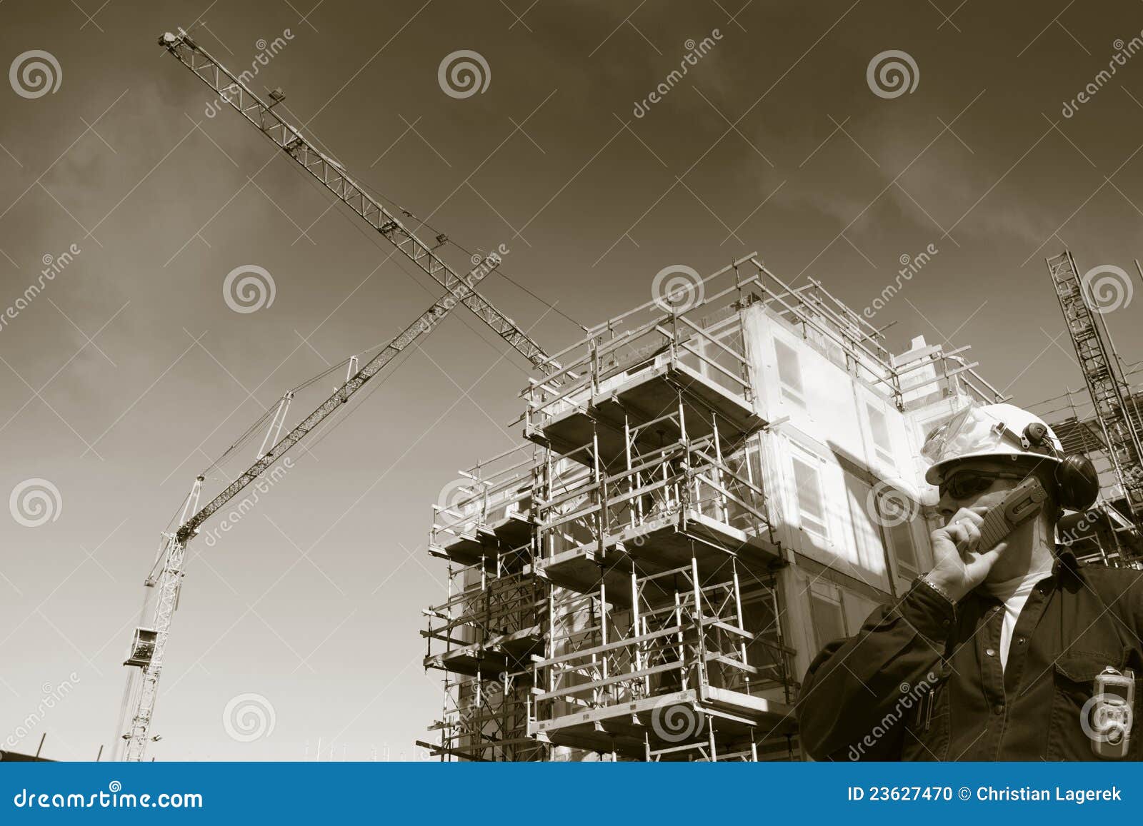 Building Worker Inside Construction Site Stock Photo - Image of ...