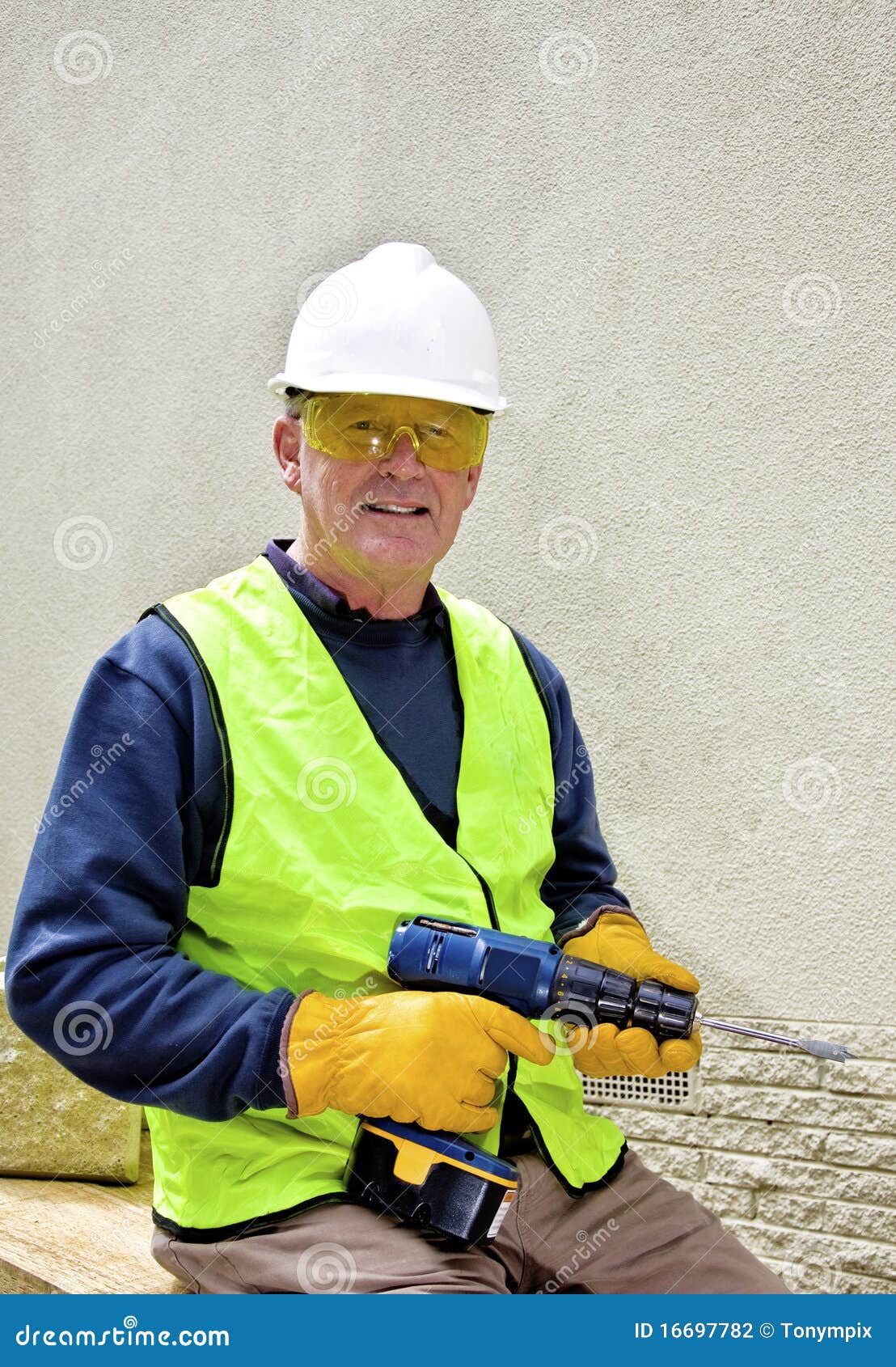 Building Worker in Safety Gear Stock Photo - Image of drills, safety ...