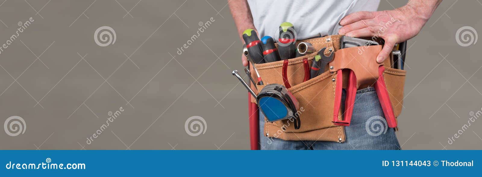 Building Worker with Tool Belt Stock Image - Image of foreman, handyman ...