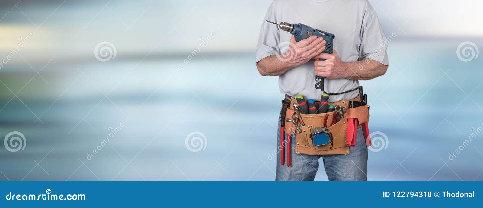 Building Worker with Tool Belt Stock Photo - Image of renovation ...
