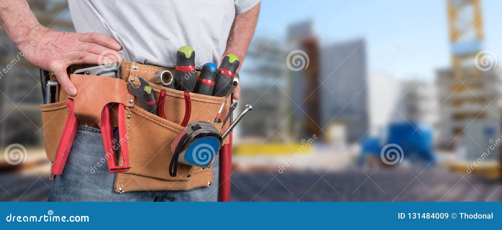 Building Worker with Tool Belt Stock Image - Image of concept, repair ...