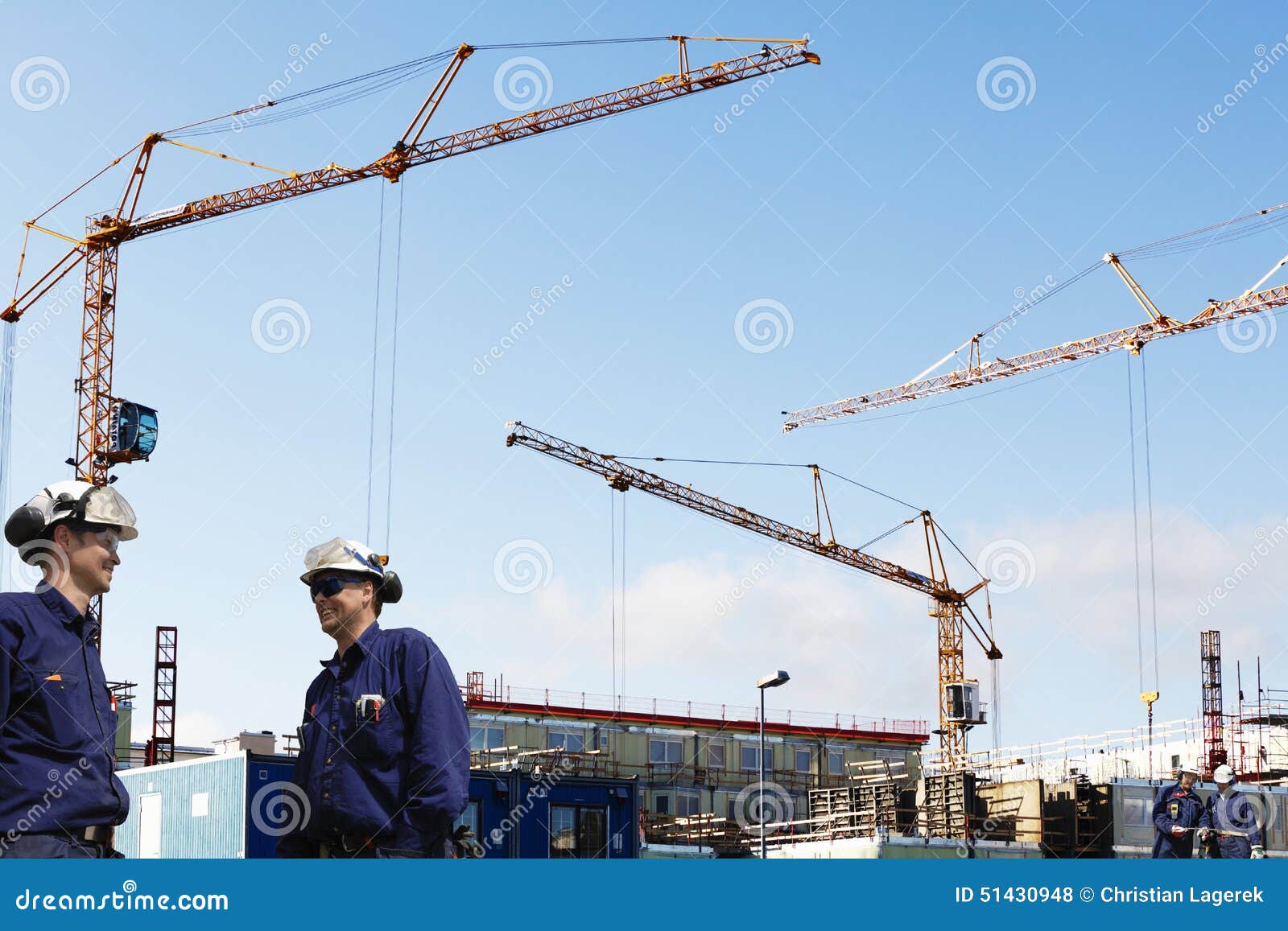 Building Workers, Cranes and Scaffolding Stock Photo - Image of ...