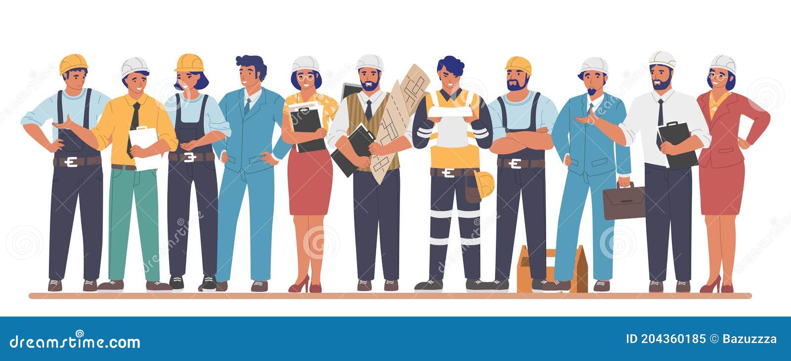 Engineers Cartoon Characters At The Table Set | CartoonDealer.com #52068333