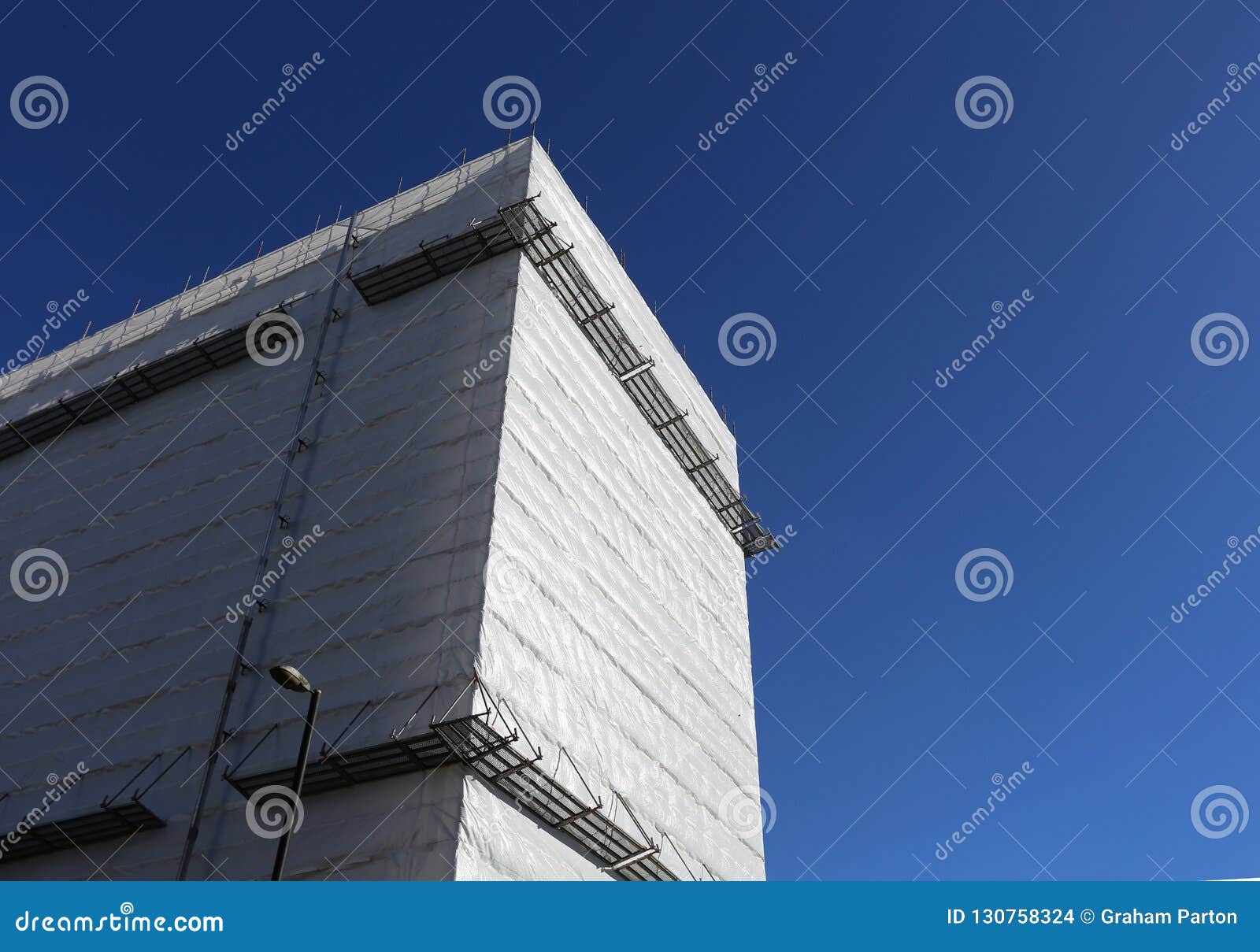 Building Wrap Wrapped White Facade Under Construction Stock Photo ...