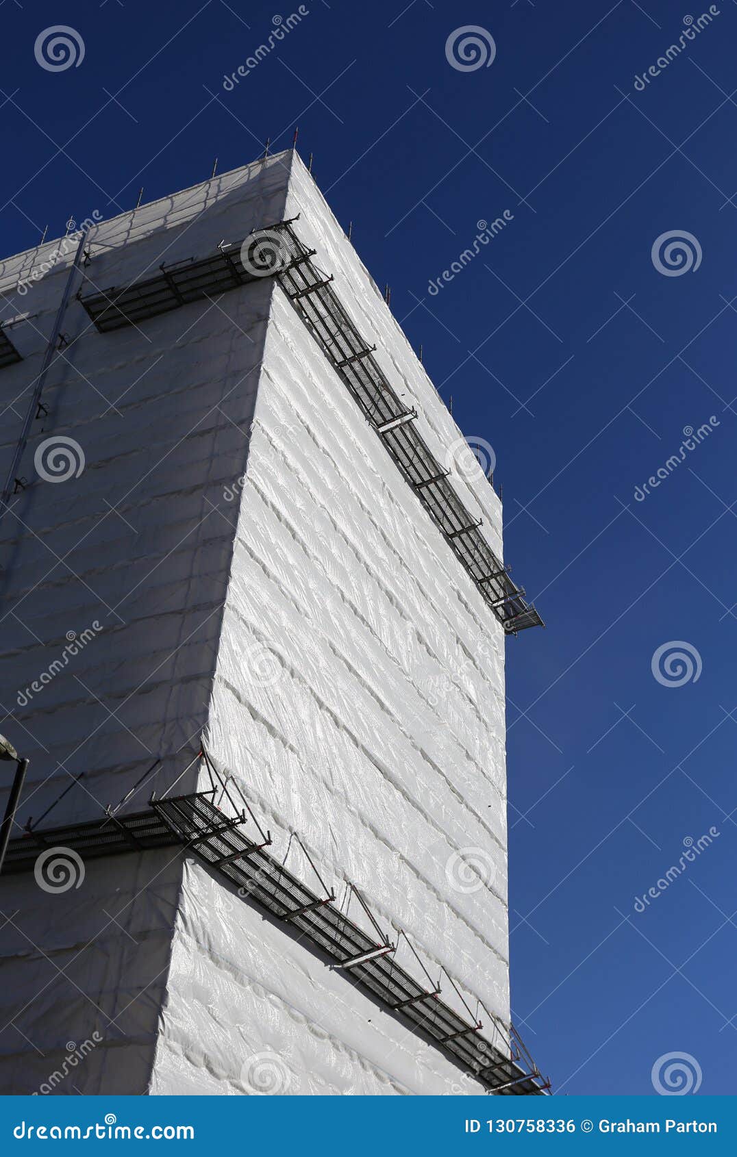 Building Wrap Wrapped White Facade Under Construction Stock Photo ...