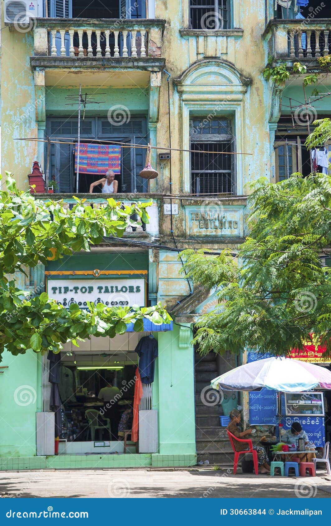 Building in yangon myanmar editorial stock image. Image of street ...