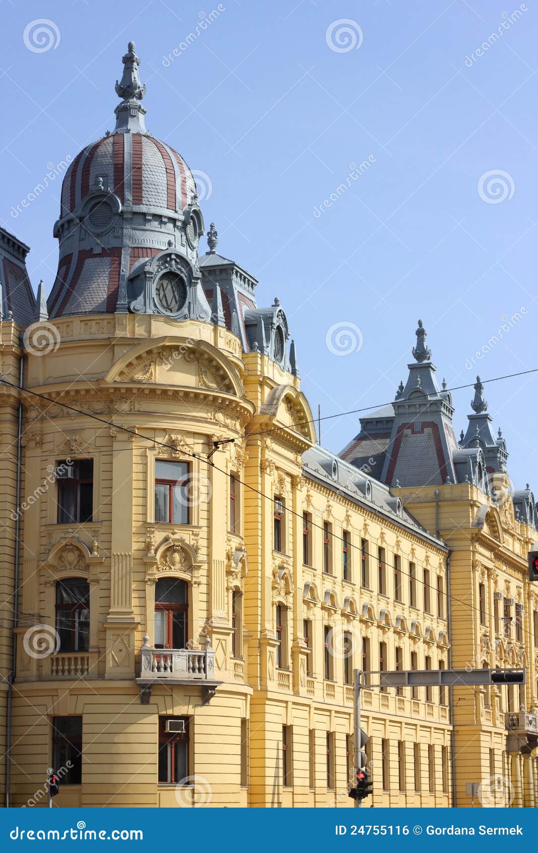 Building in Zagreb, Croatia Stock Photo - Image of wire, blue: 24755116