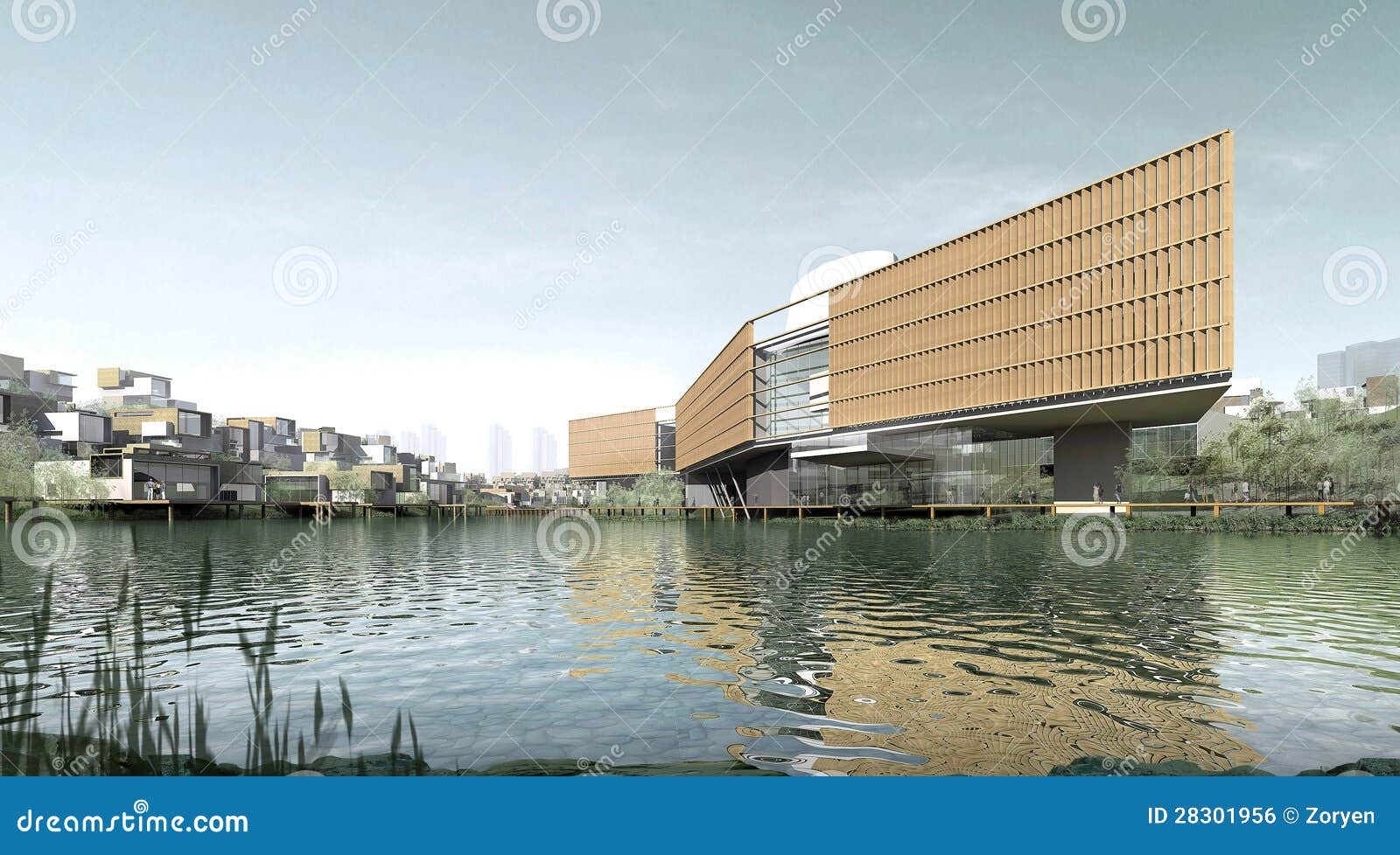 Buildings along river stock photo. Image of office, congested - 28301956