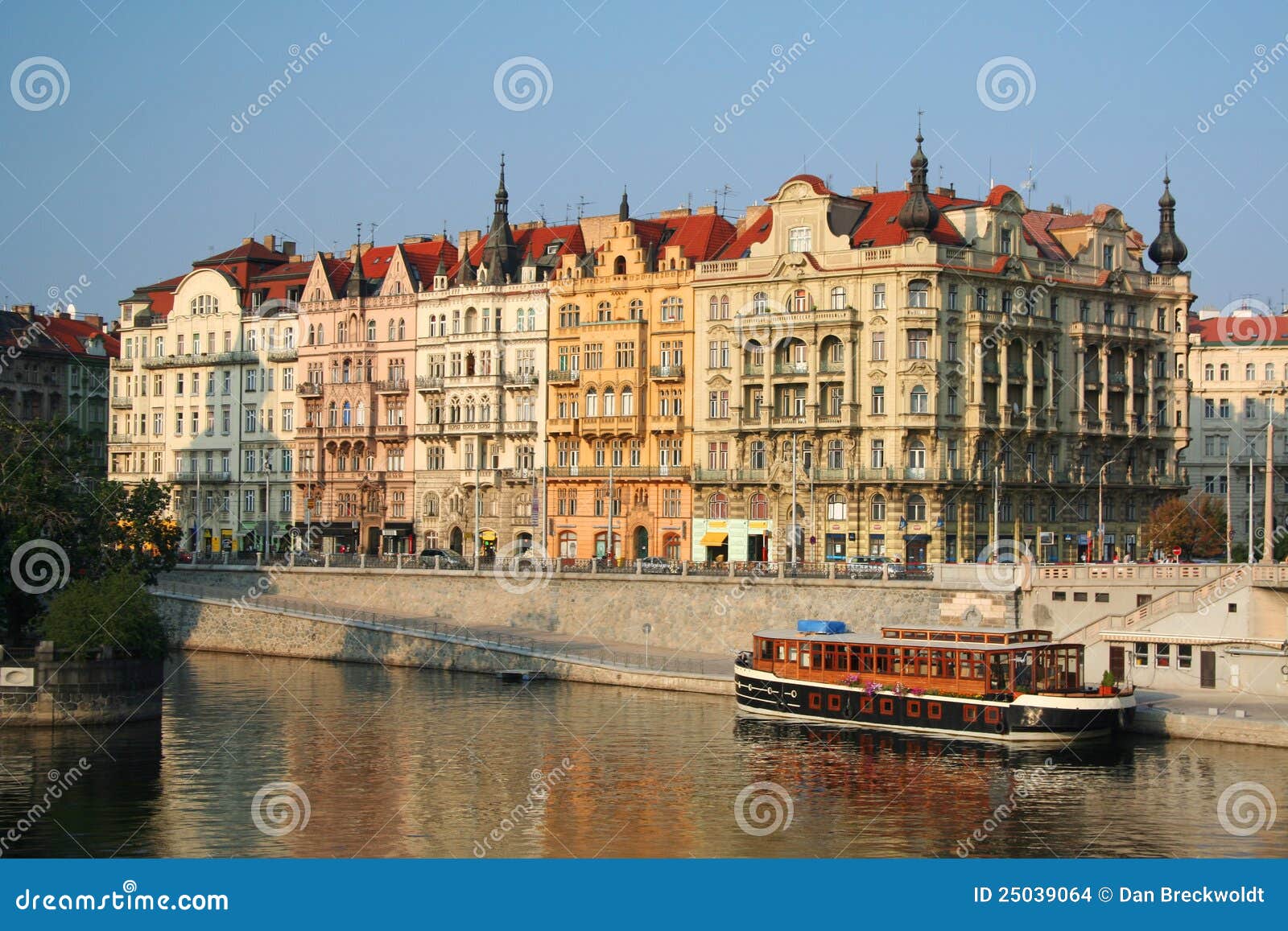 Buildings Along the Vltava River in Prague Stock Photo - Image of ...