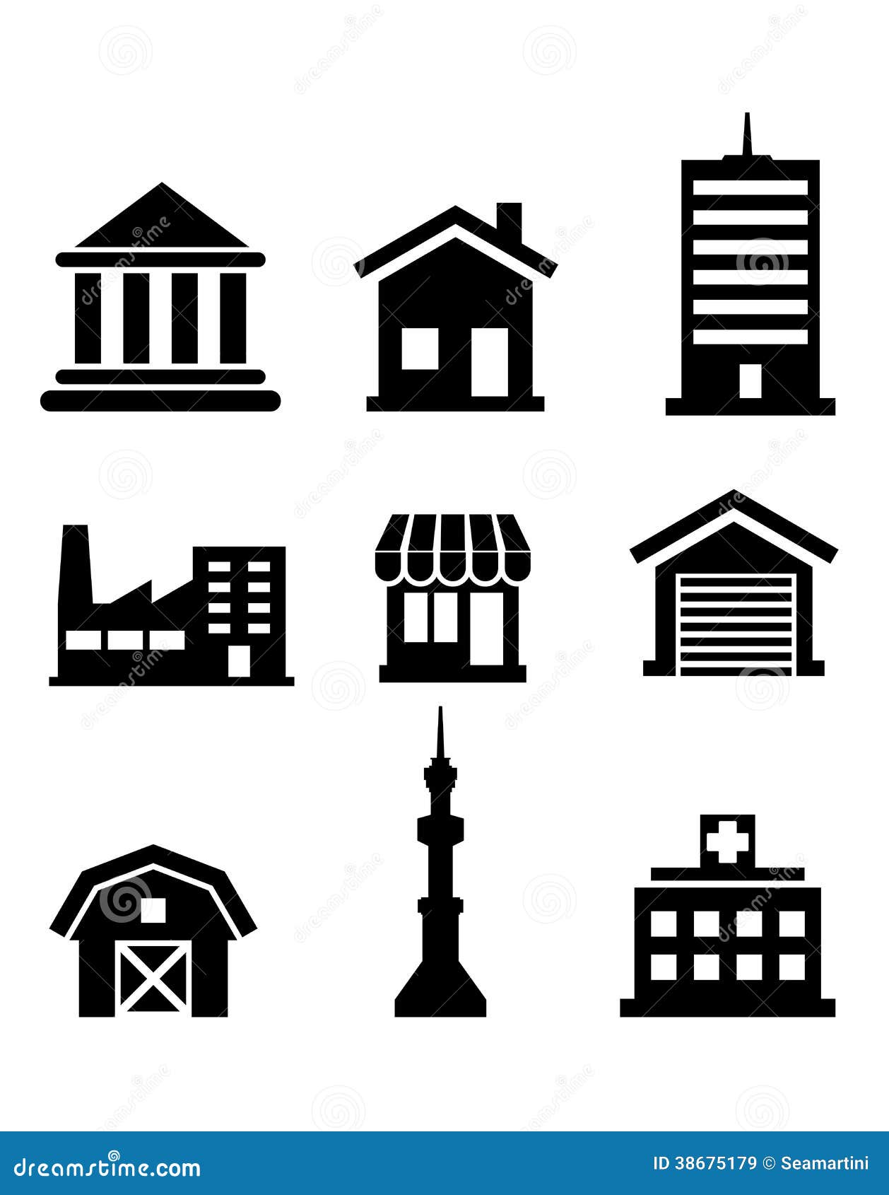 Buildings and Architectural Icons Stock Vector - Illustration of object ...