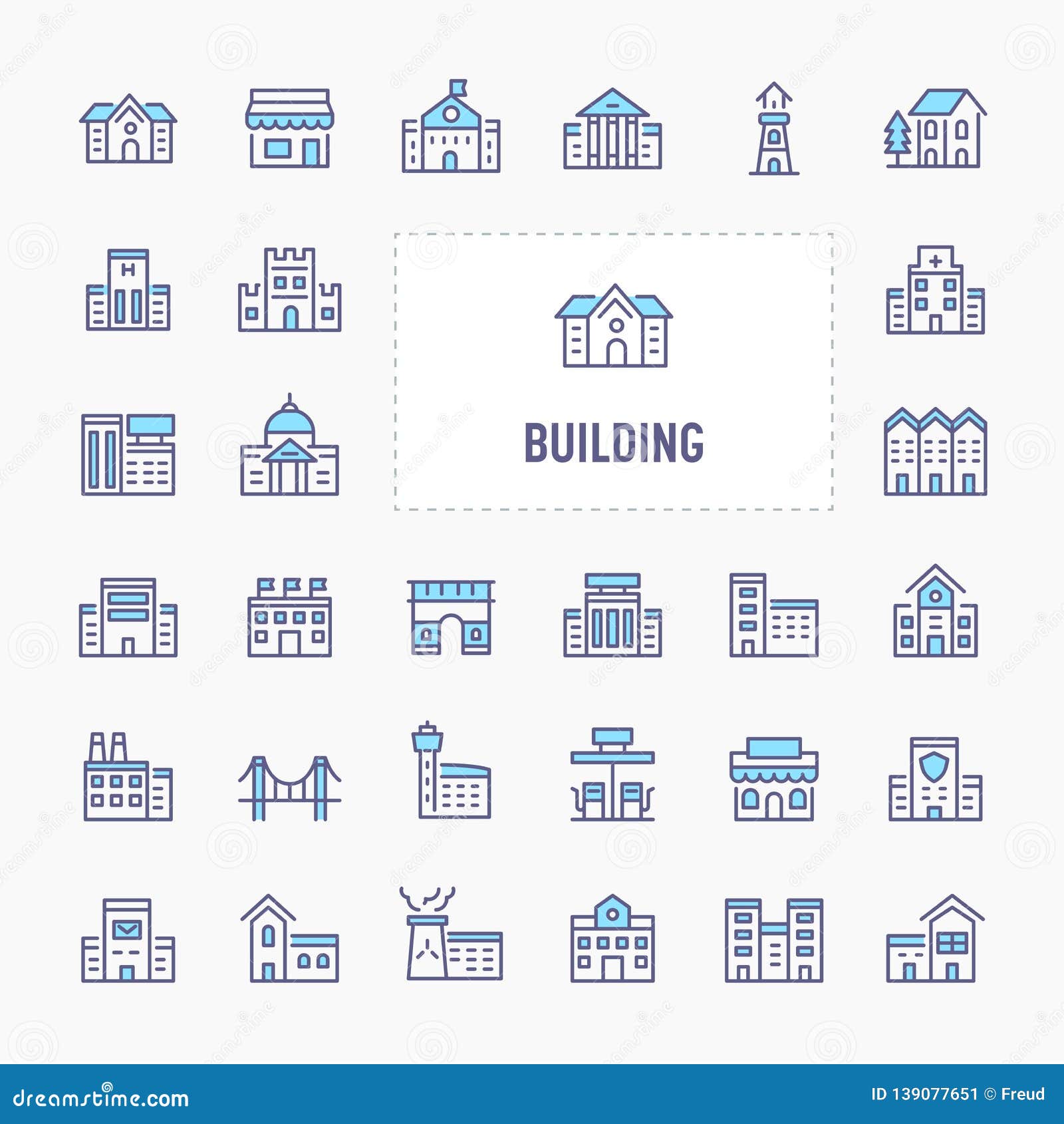 Buildings & Architecture Icon Set Stock Vector - Illustration of icon ...