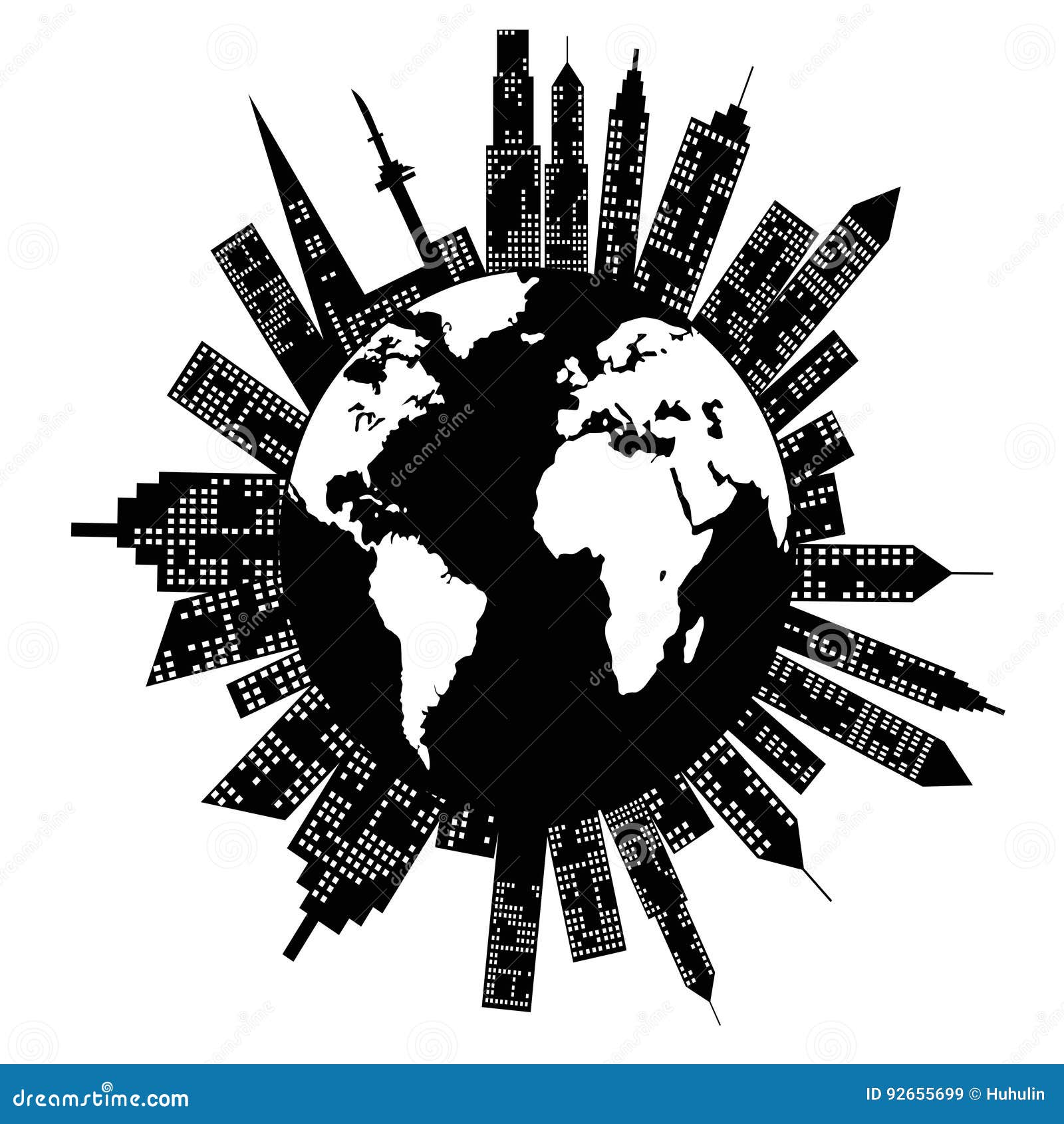 Buildings around the world stock vector. Illustration of building ...