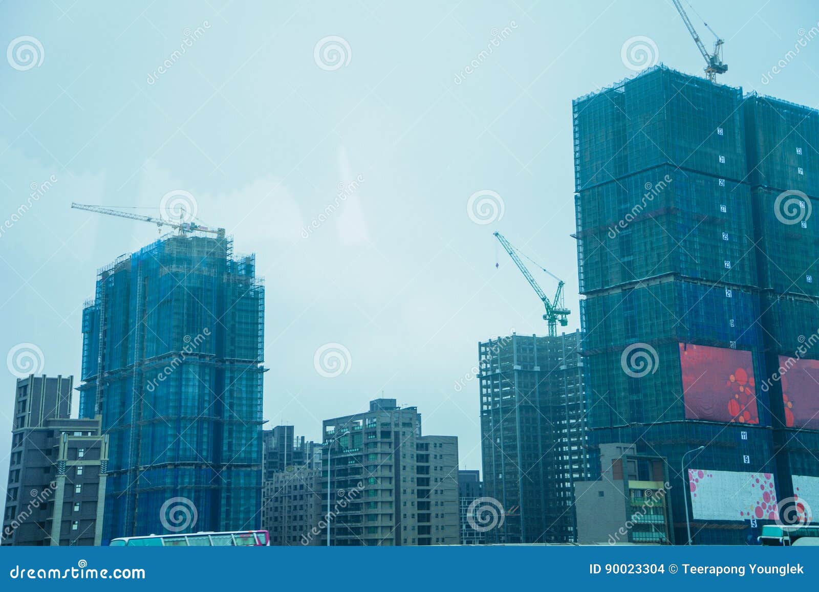 New Buildings Being Constructed. Industrial Building Site. Shot Of ...