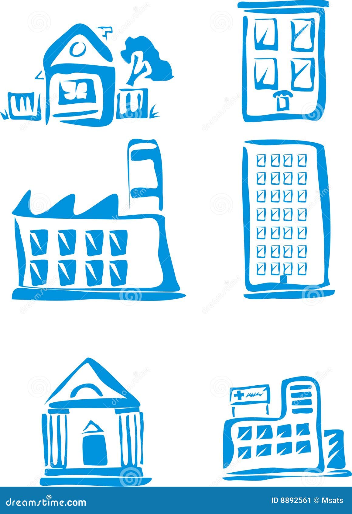 Buildings in blue stock vector. Illustration of building - 8892561