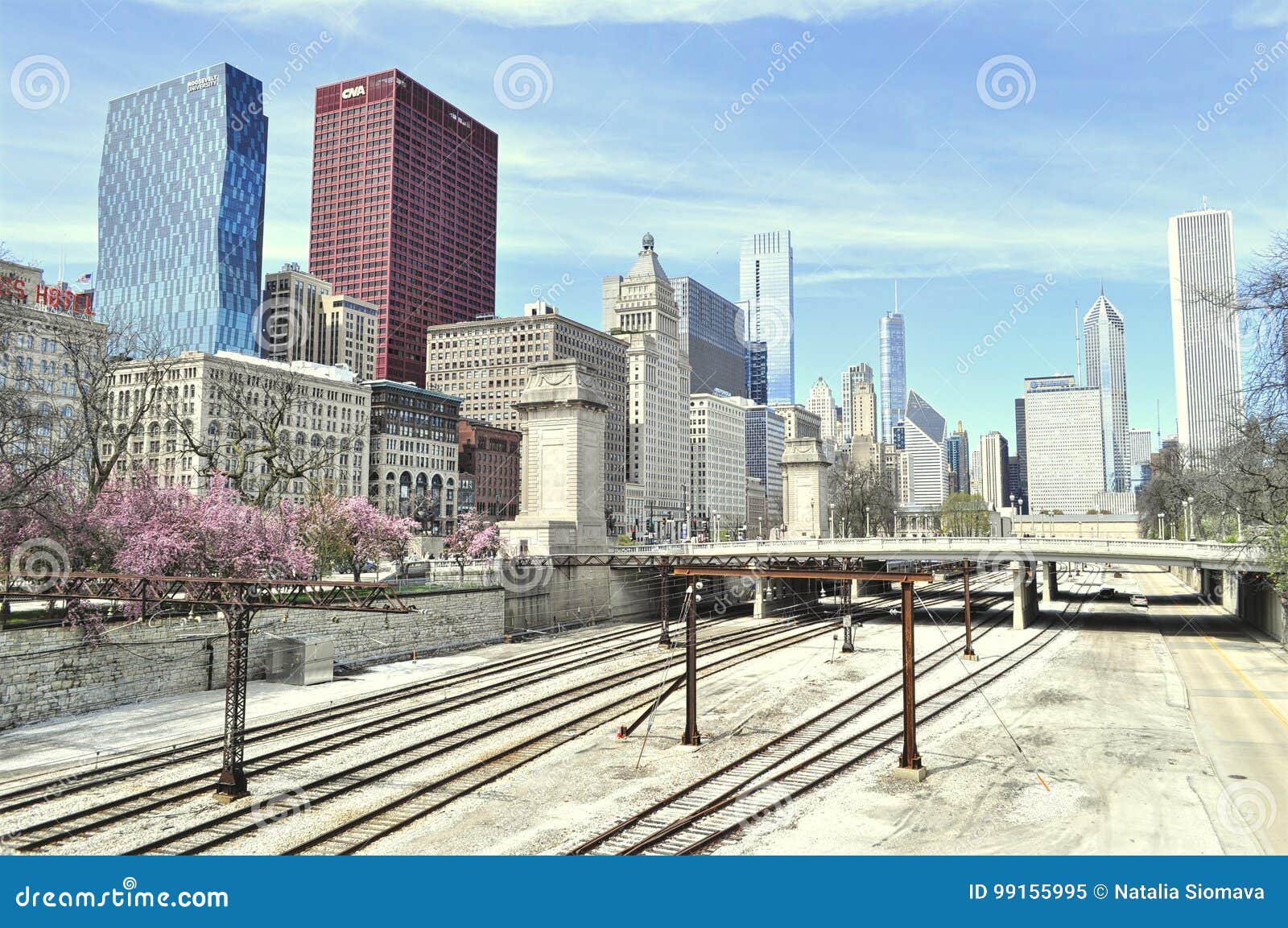Buildings in Chicago in Spring Editorial Image - Image of boat ...