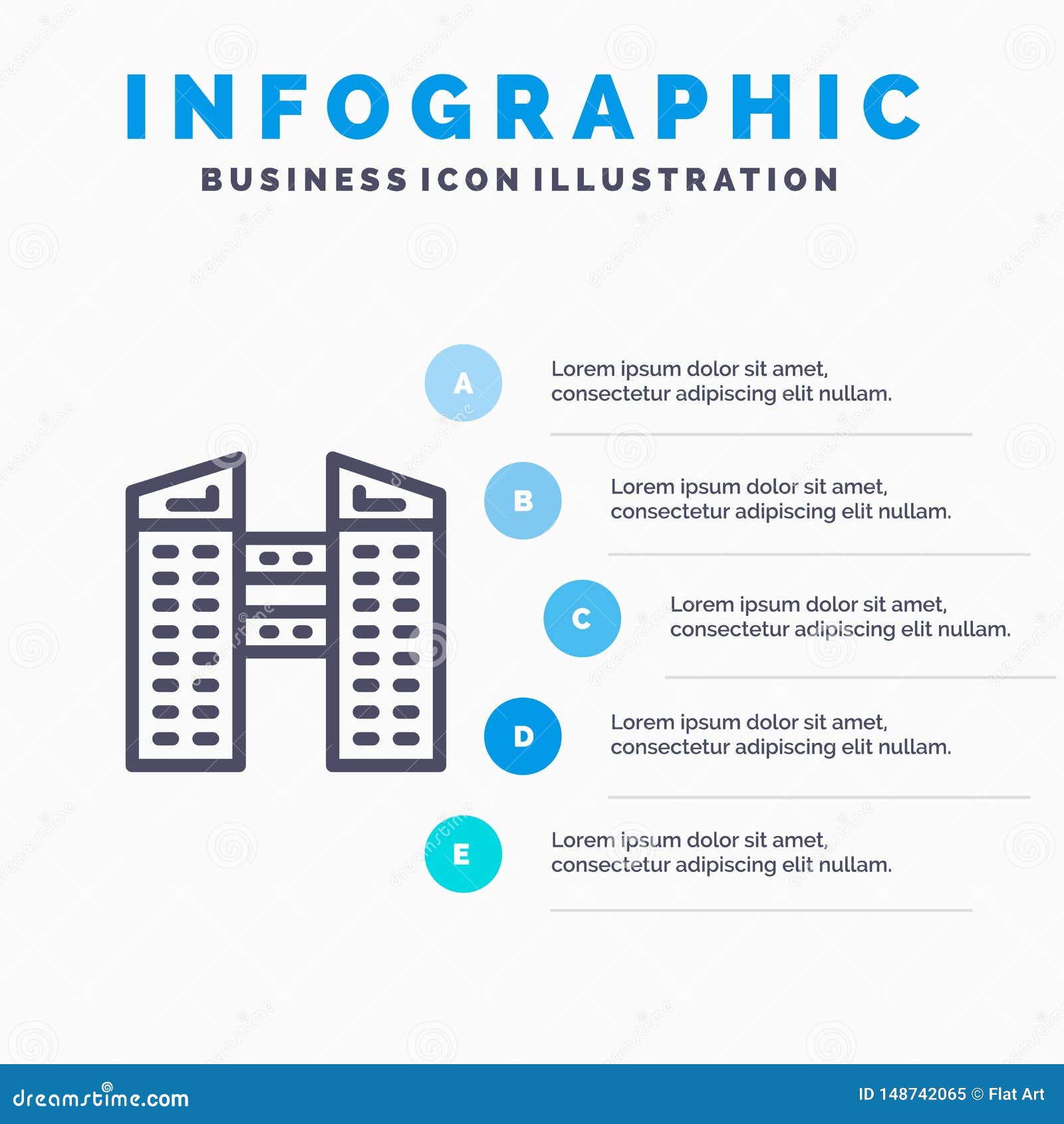Buildings, City, Construction Line Icon with 5 Steps Presentation ...