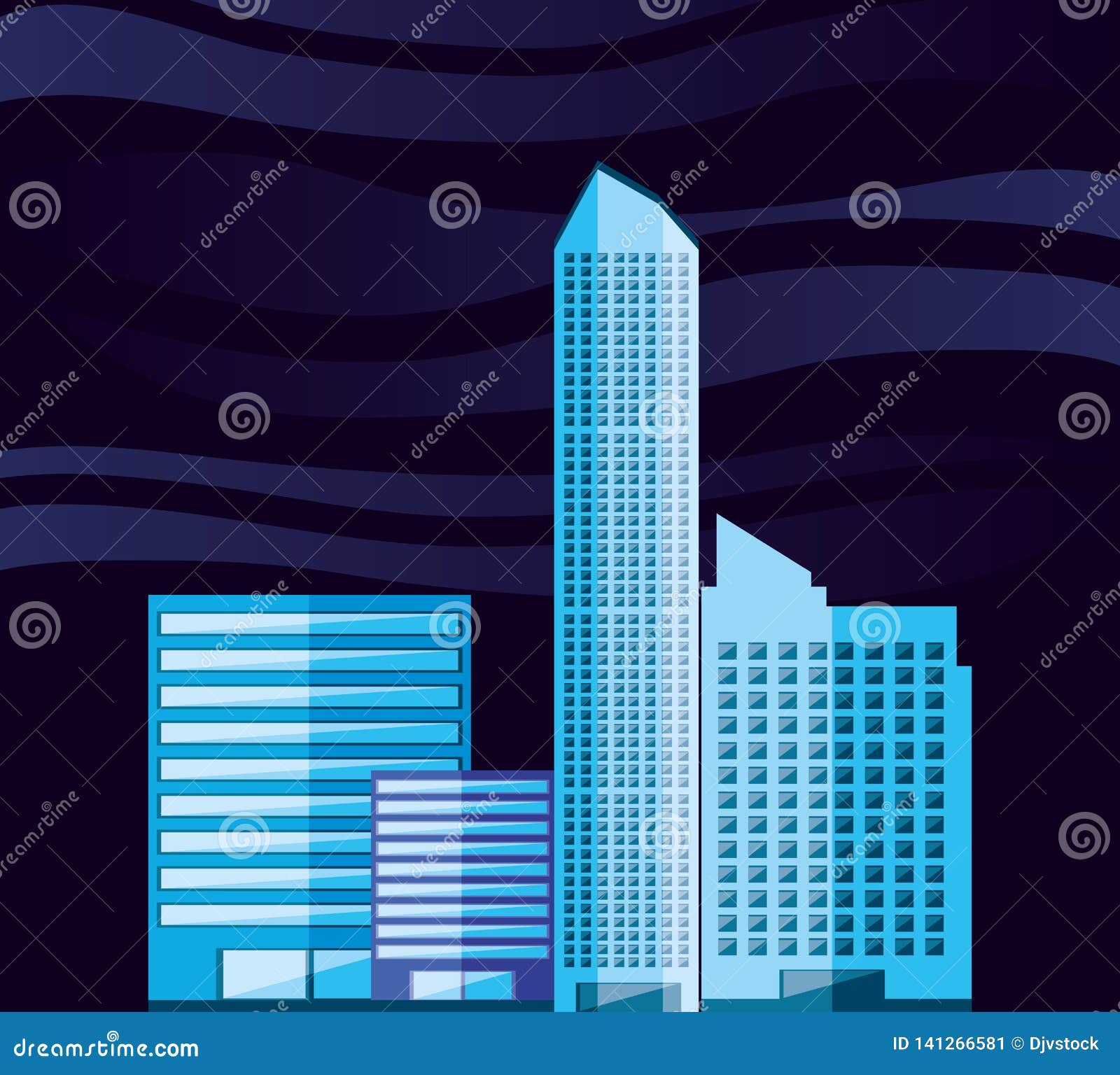 Buildings Cityscape Night Scene Stock Vector - Illustration of concept ...