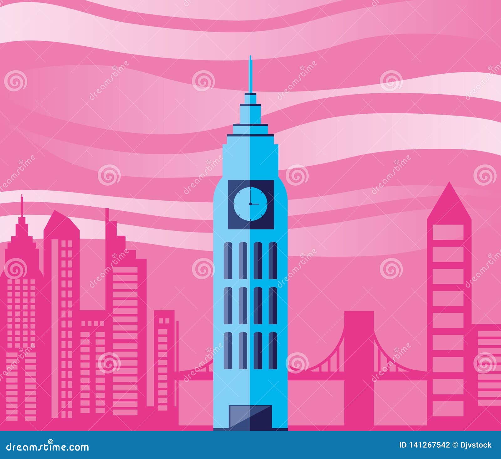 Buildings Cityscape Scene Sky Pink Stock Vector - Illustration of city ...