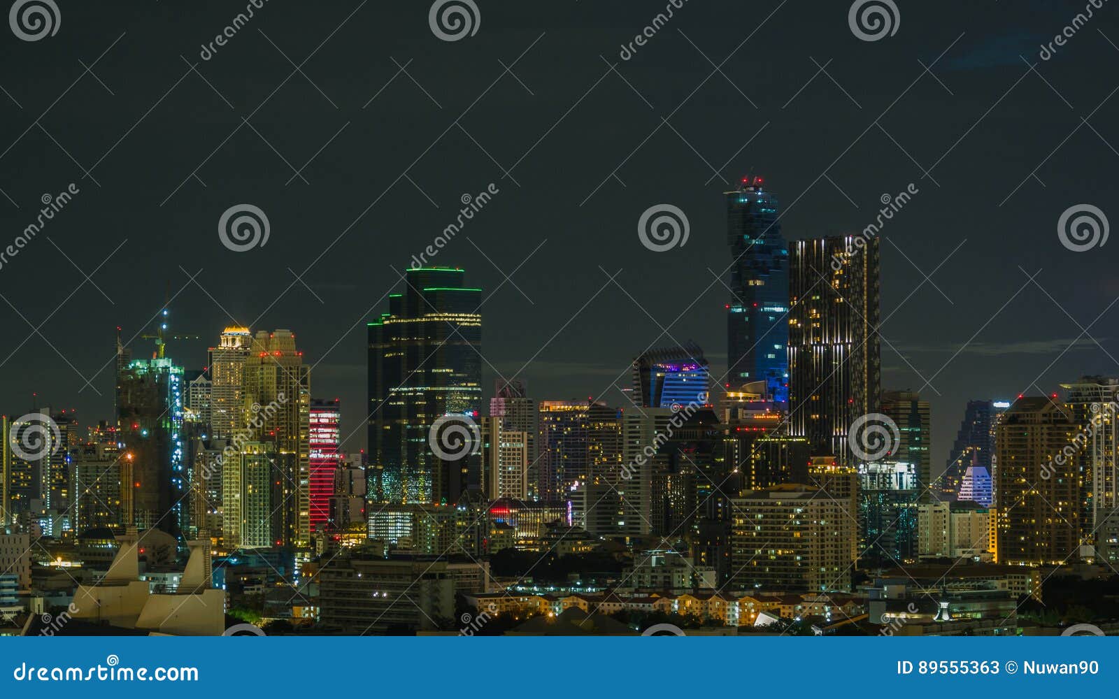 Buildings in Downtown City at Night Stock Image - Image of luxury ...