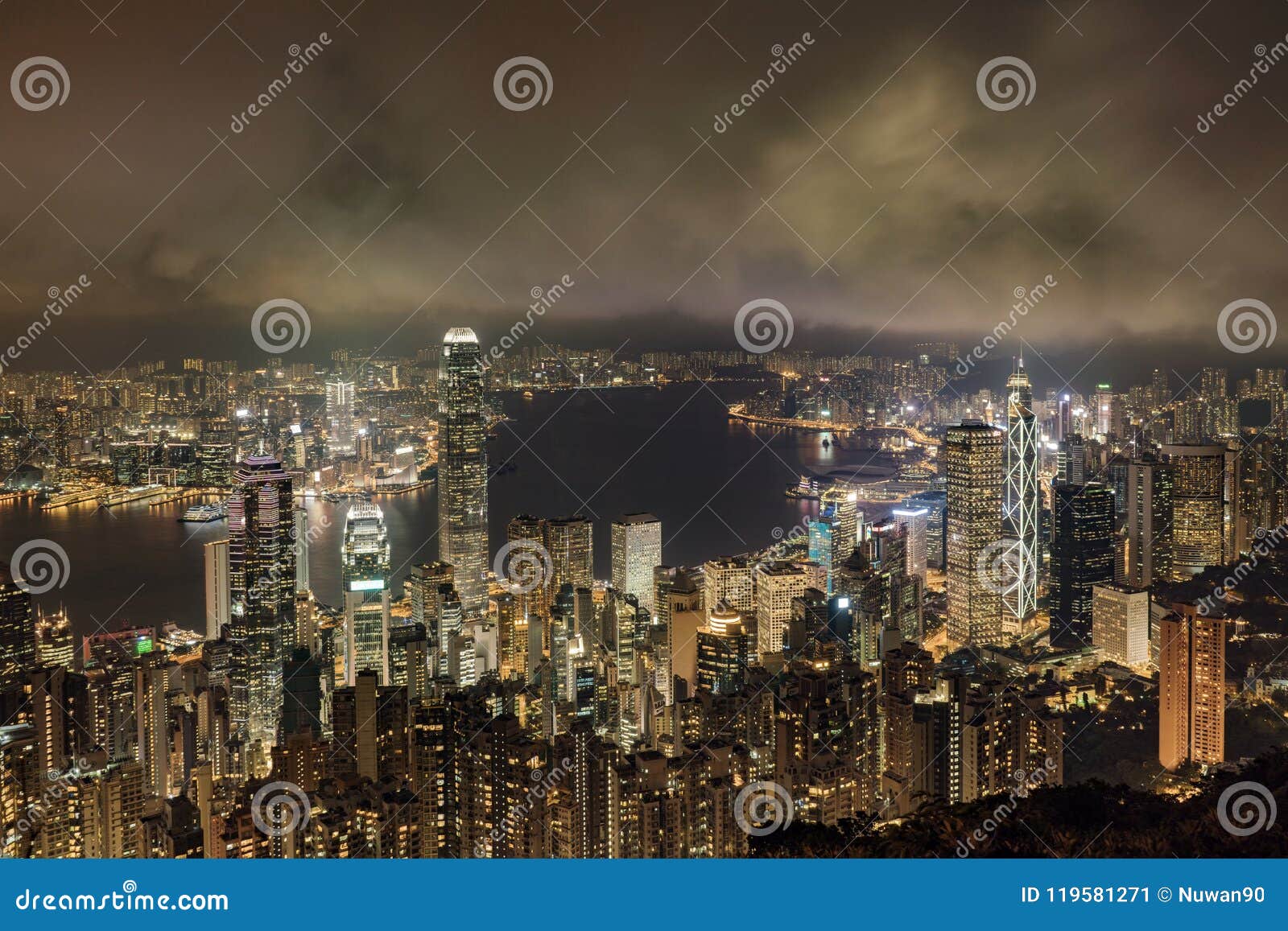 Buildings in Downtown City at Night, Top View Editorial Photo - Image ...