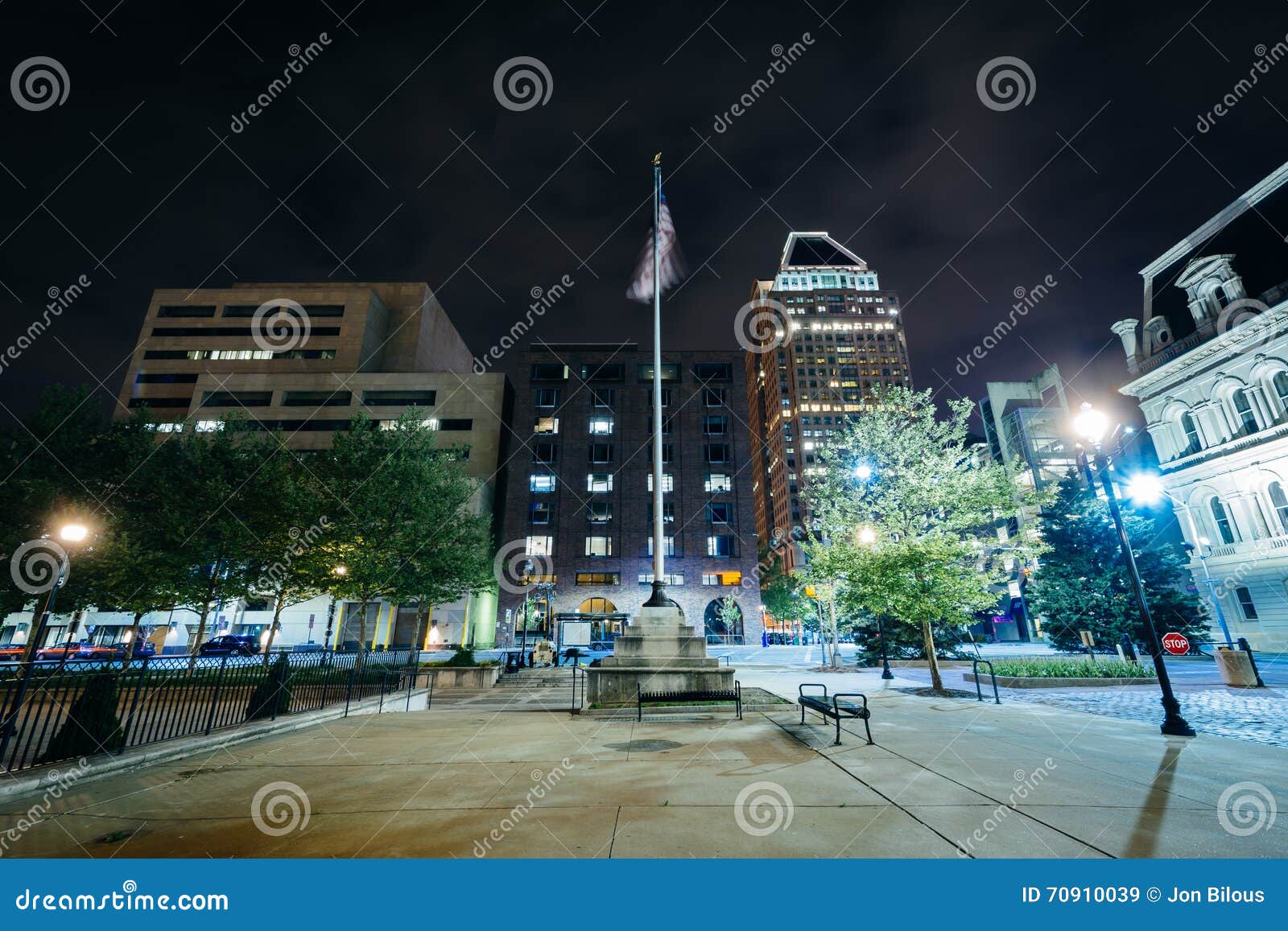 Buildings in Downtown at Night, in Baltimore, Maryland. Editorial Stock ...