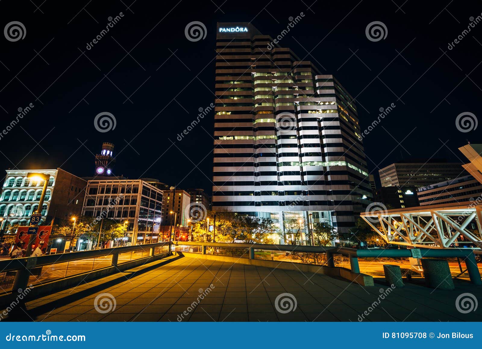 Buildings in Downtown at Night, in Baltimore, Maryland. Editorial Stock ...