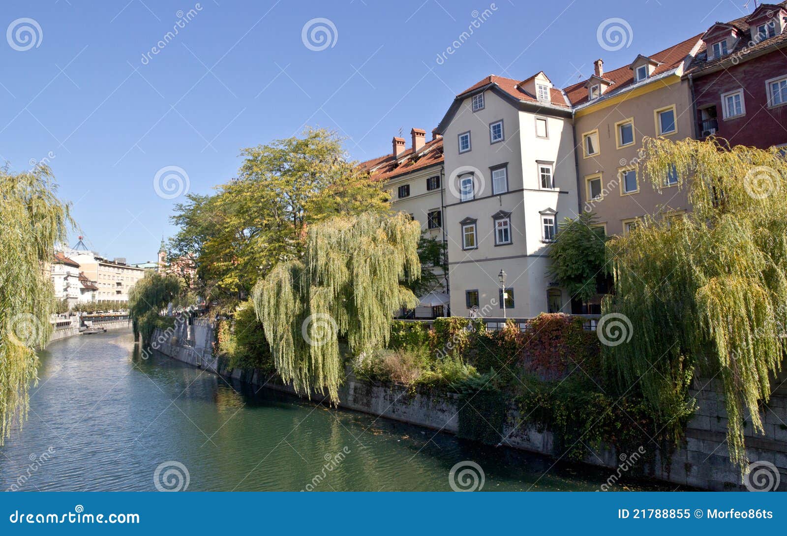 Buildings Facing the River in Ljubljana Stock Image - Image of river ...