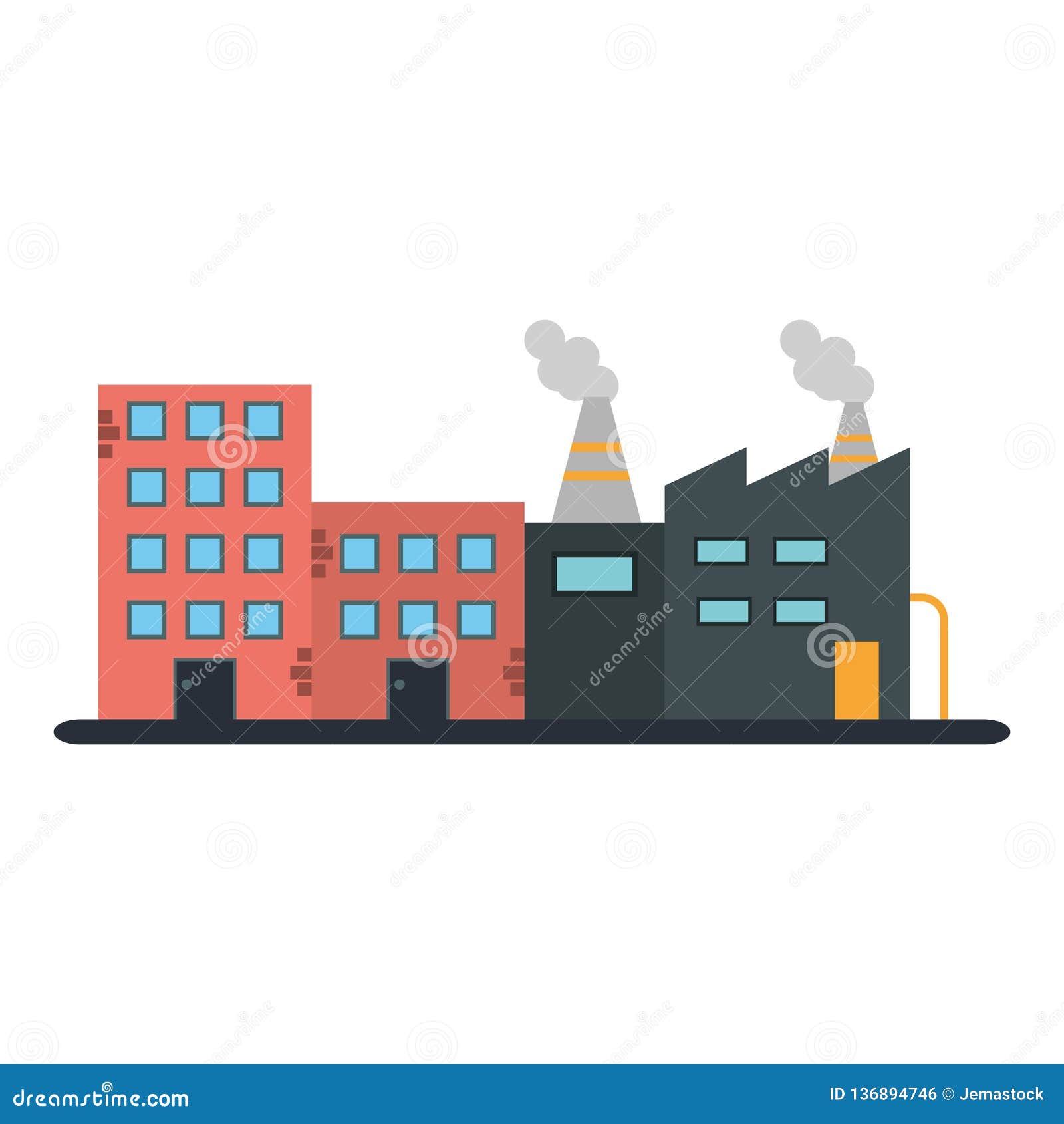 Buildings and factory stock vector. Illustration of industry - 136894746