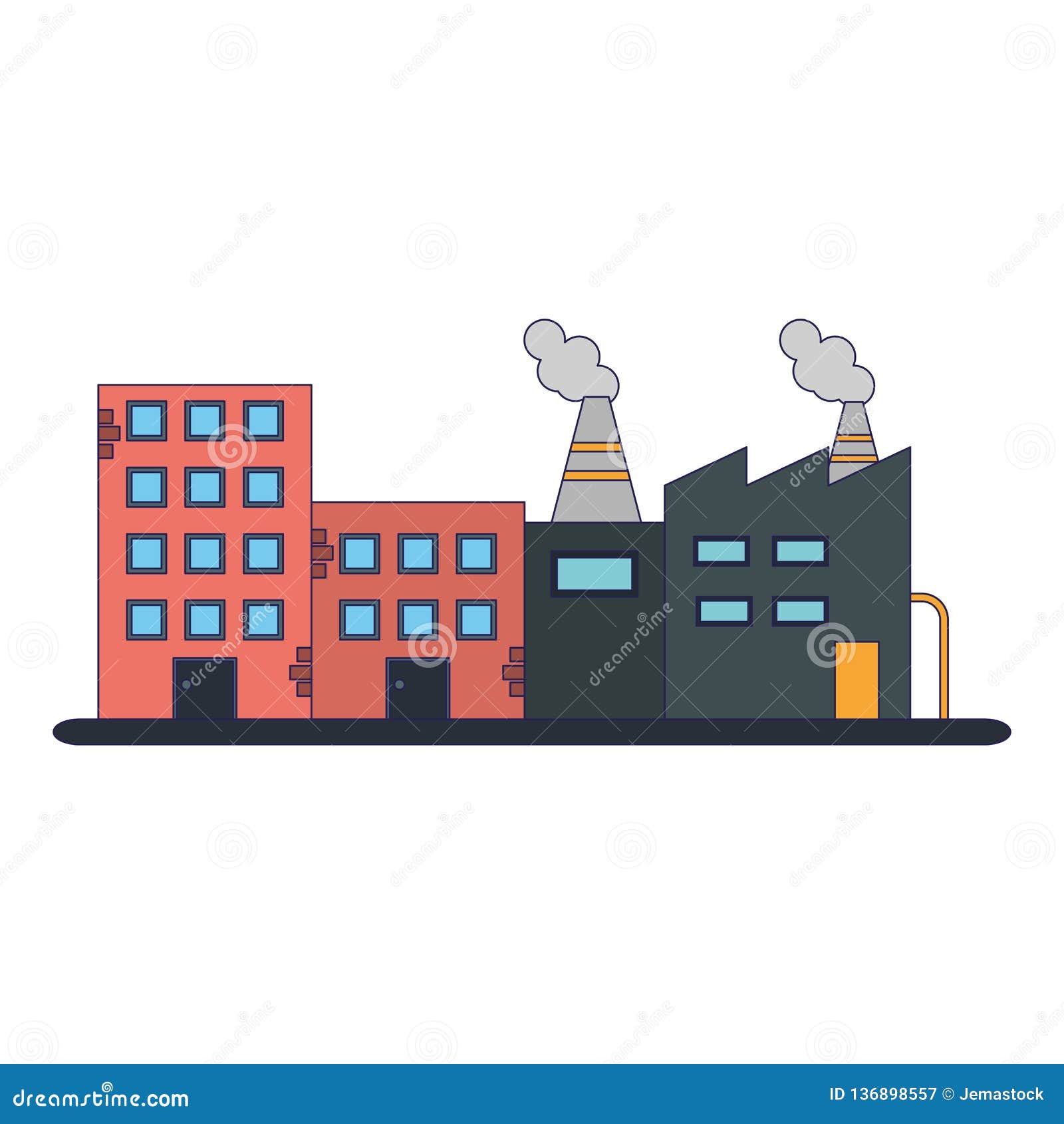 Buildings and factory stock vector. Illustration of mechanism - 136898557